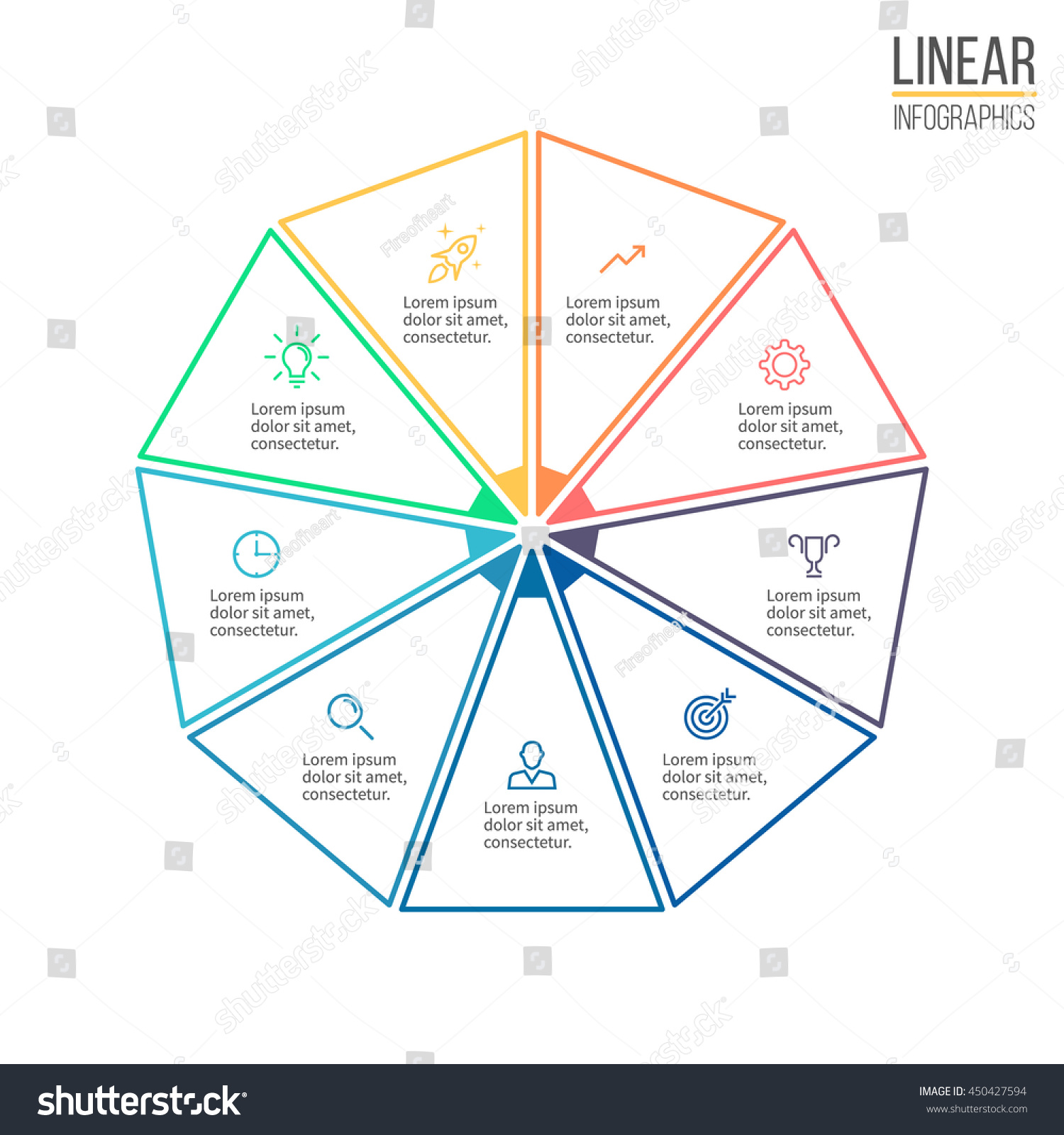 Polygon Infographics Linear Diagram Chart 9 Stock Vector (Royalty Free ...