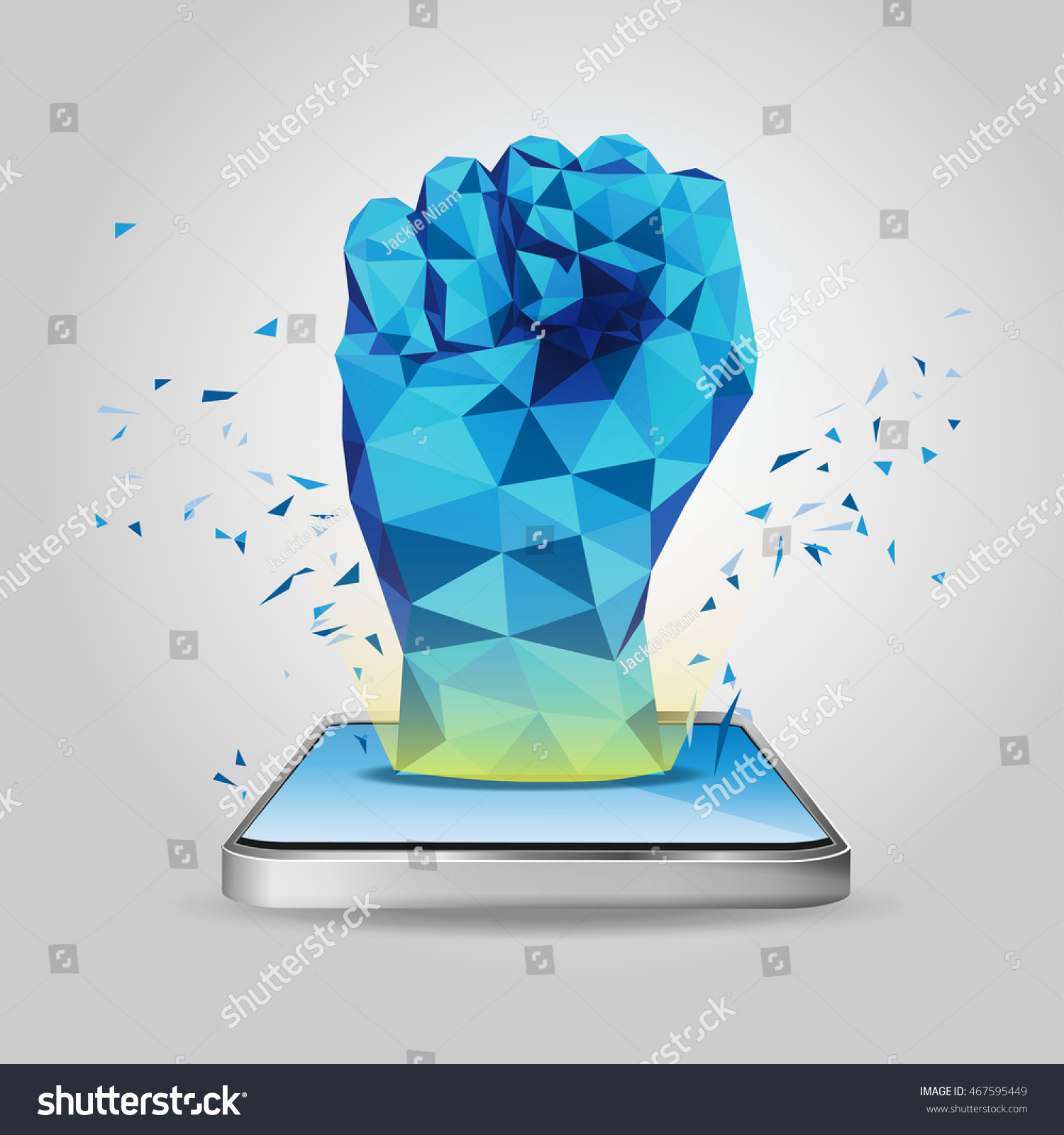 Polygon Hand Technology Abstract Gadget Vector Stock Vector (Royalty ...