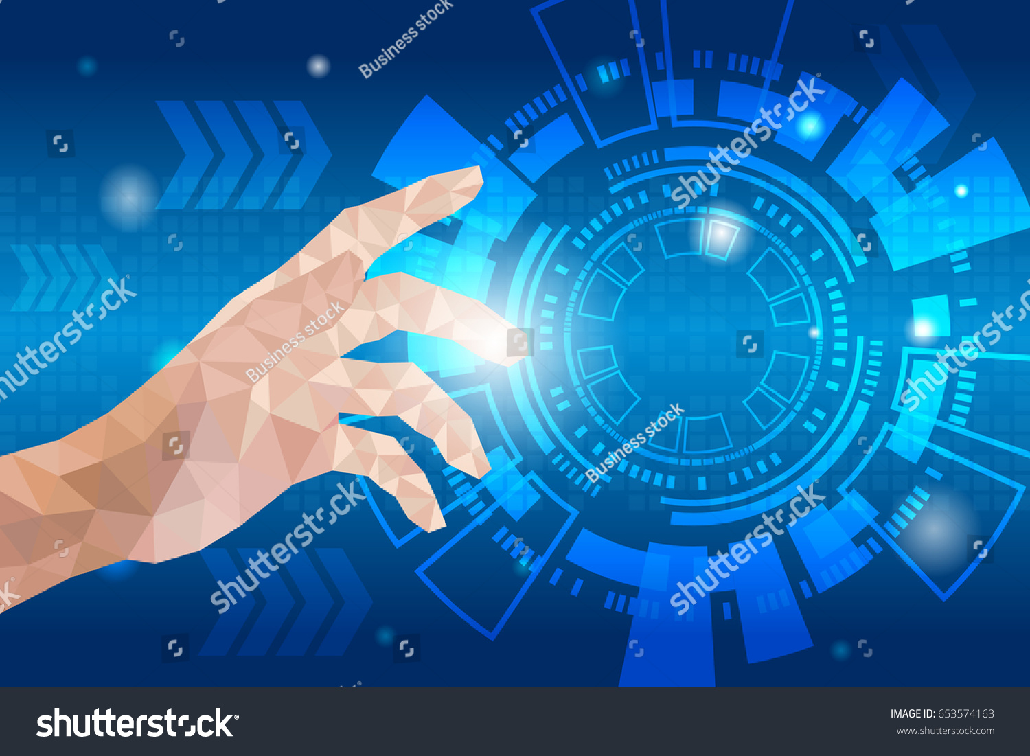 Polygon Hand Blue Technology Graphic Background Stock Vector (Royalty ...