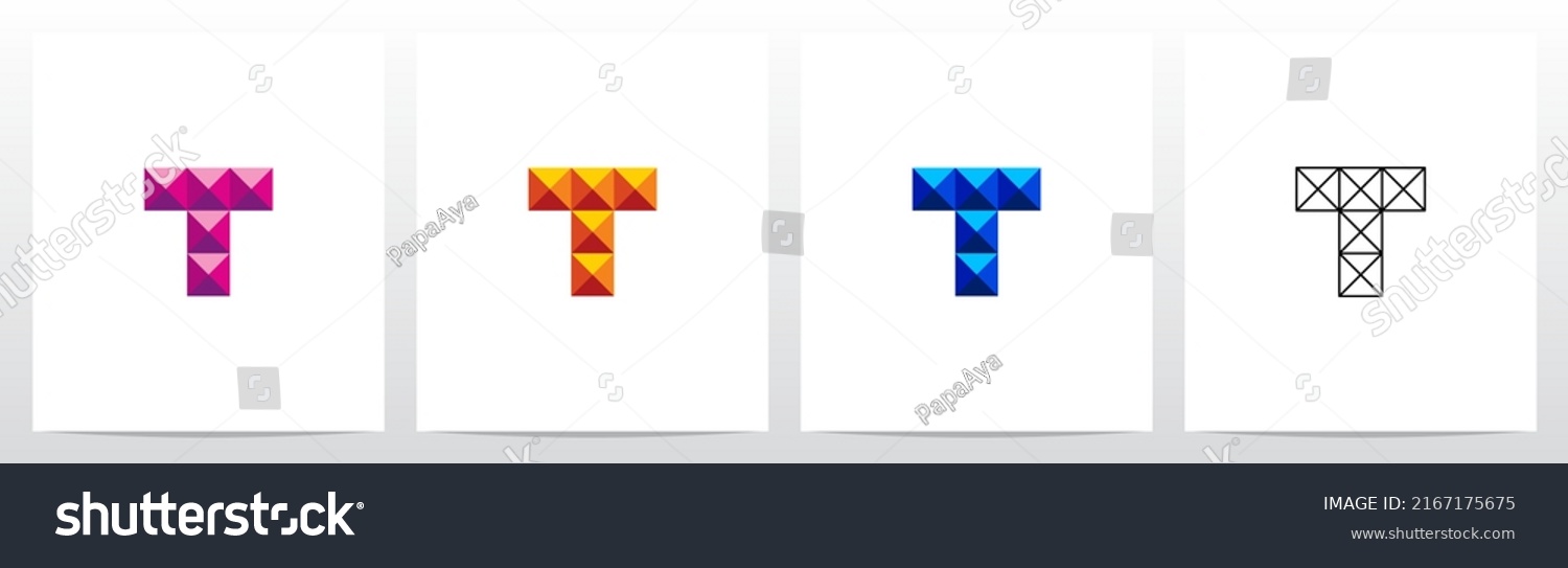 Polygon Lowpoly Letter Logo Design T Stock Vector (Royalty Free ...