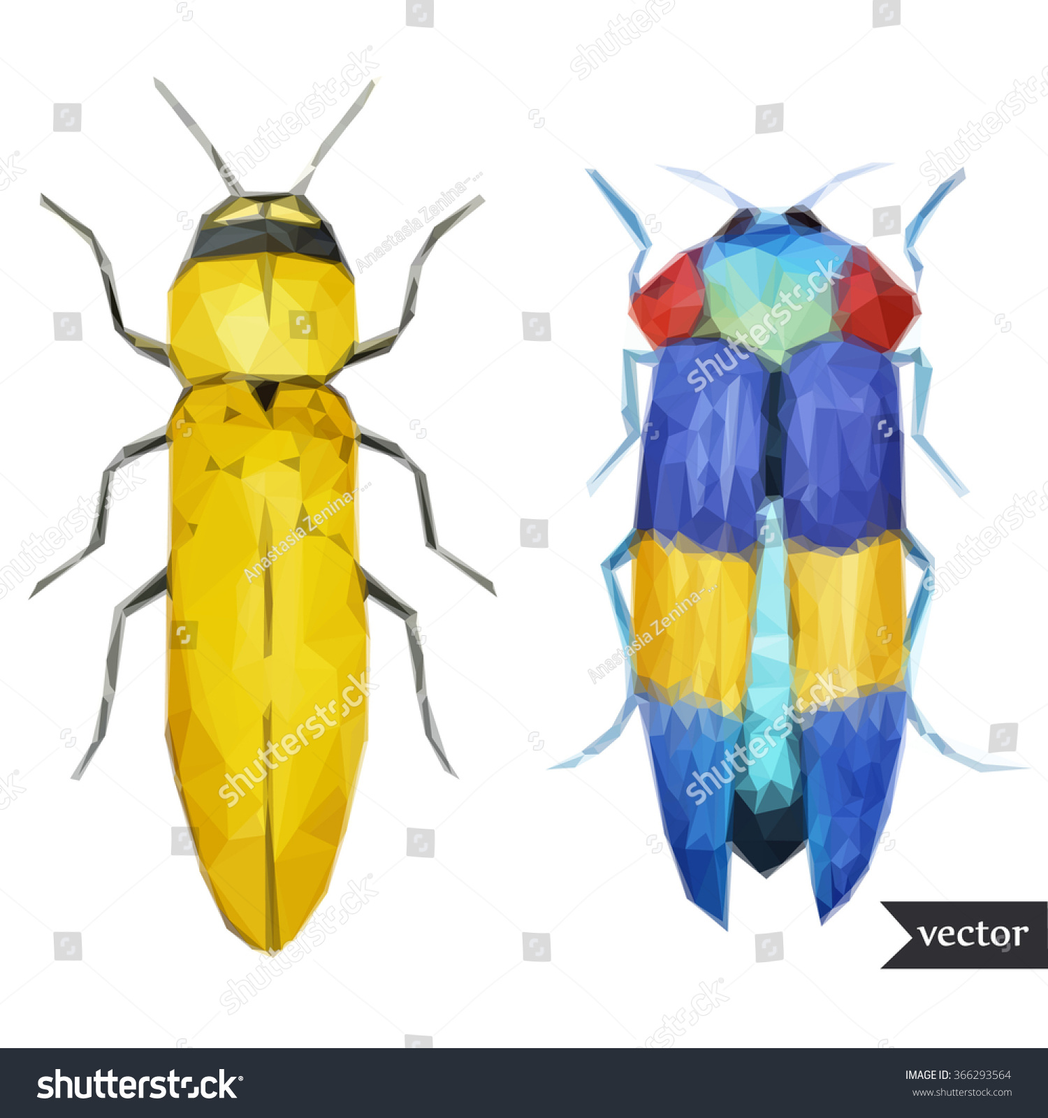 Polygon Vector Illustration Set Bugs Vector: เวกเตอร์สต็อก (ปลอดค่า ...