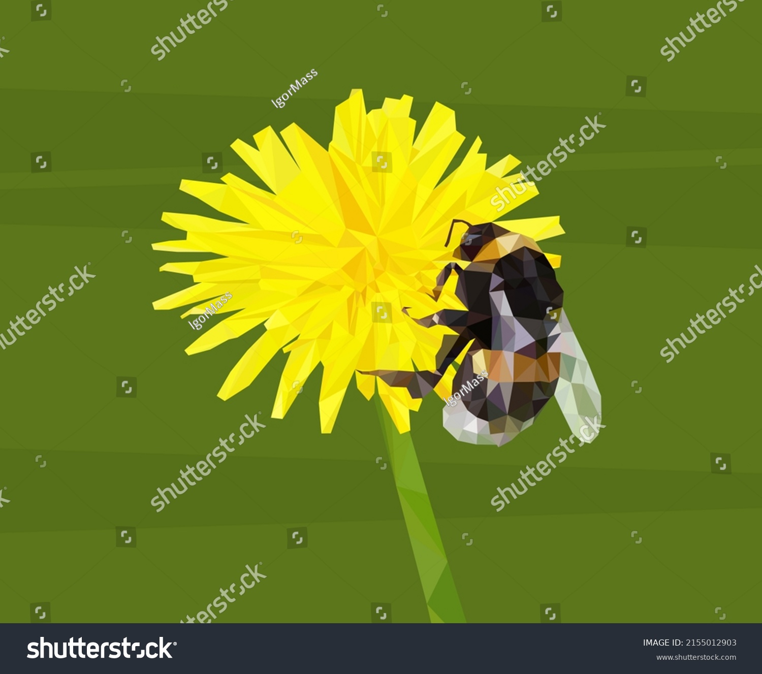 Polygonal Bee Flower Low Poly Triangle Stock Vector (Royalty Free ...