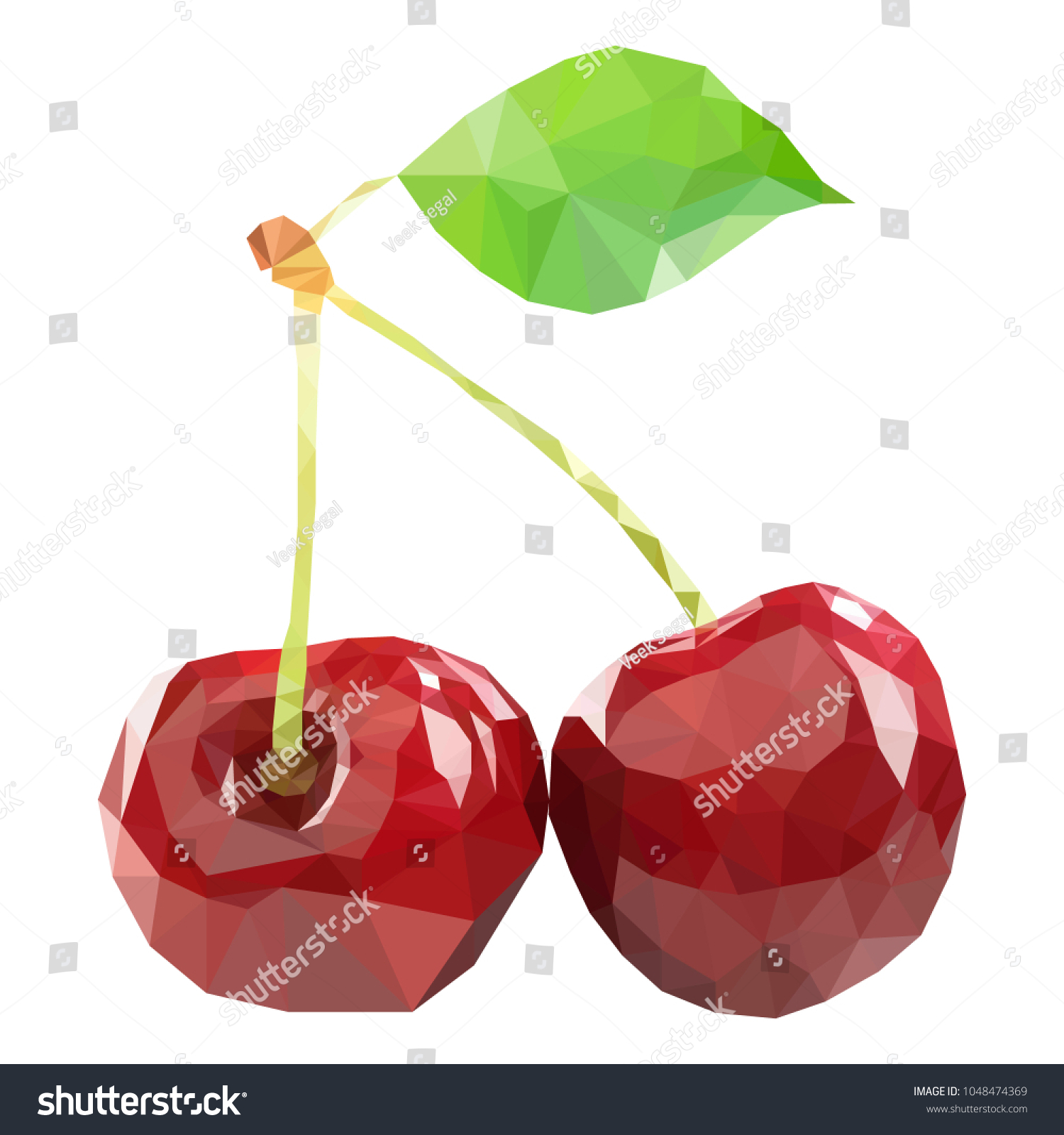 Polygonal Cherry Vector Low Poly Style Stock Vector (Royalty Free ...
