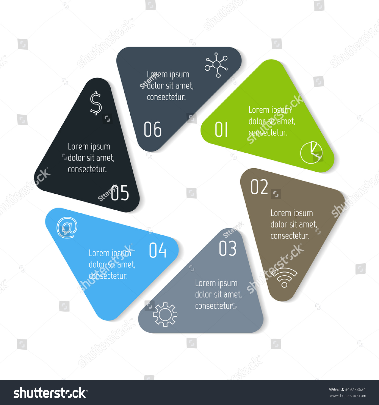 Polygonal Infographic Diagram Circular Connected Chart: vector de stock ...