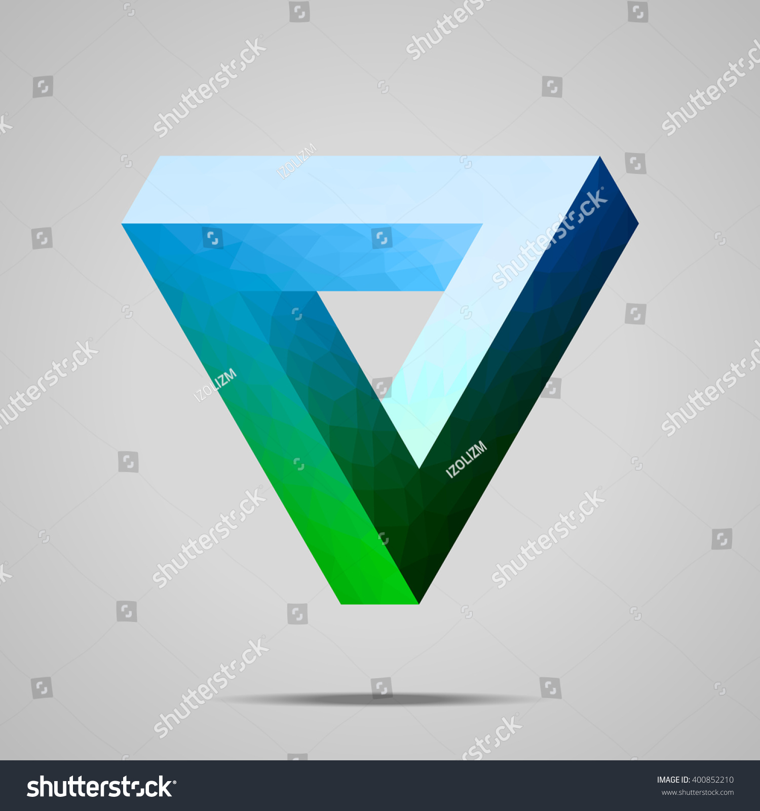 Polygonal Penrose Triangle Blue Green Gradient Stock Vector (Royalty ...