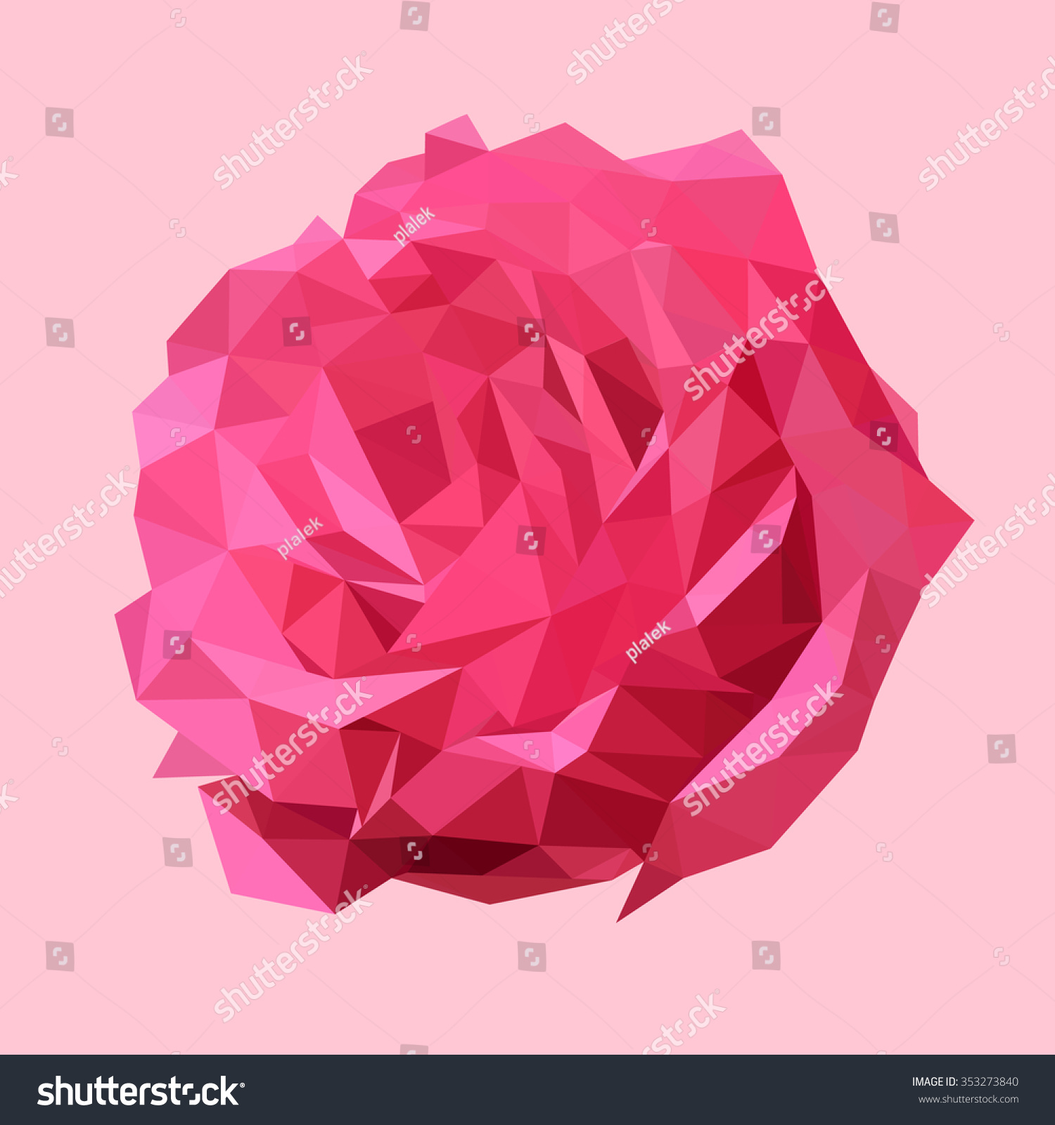 Polygonal Pink Rose Polygon Triangle Flower Stock Vector 353273840 ...