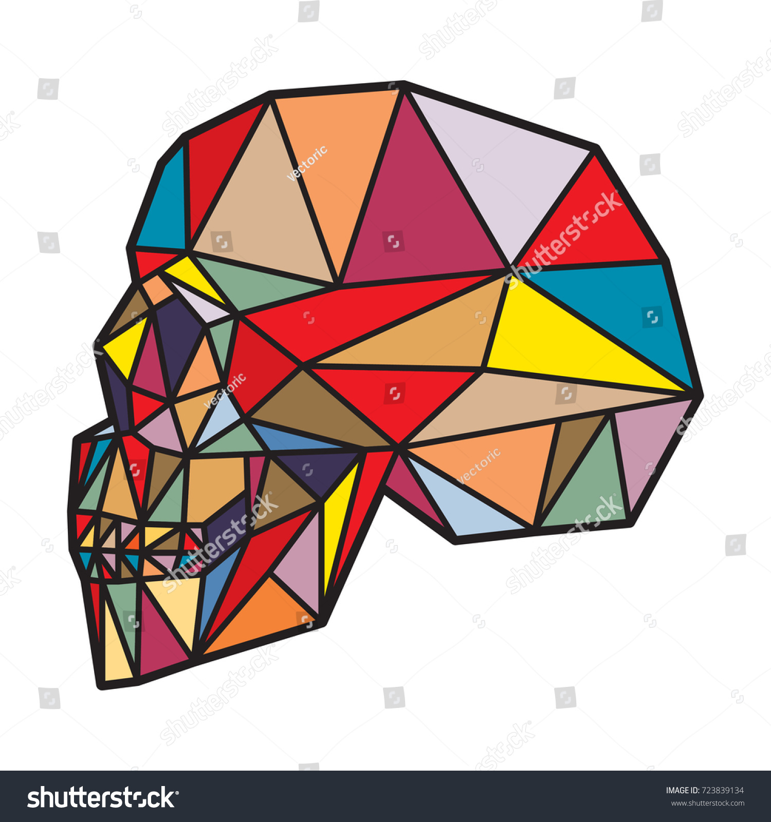 calavera con vista lateral poligonal sobre: vector de stock (libre de ...