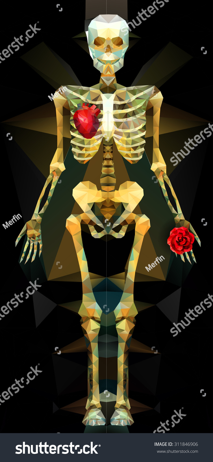 Polygonal Skeleton Low Poly Illustration Polygonal Stock Vector ...