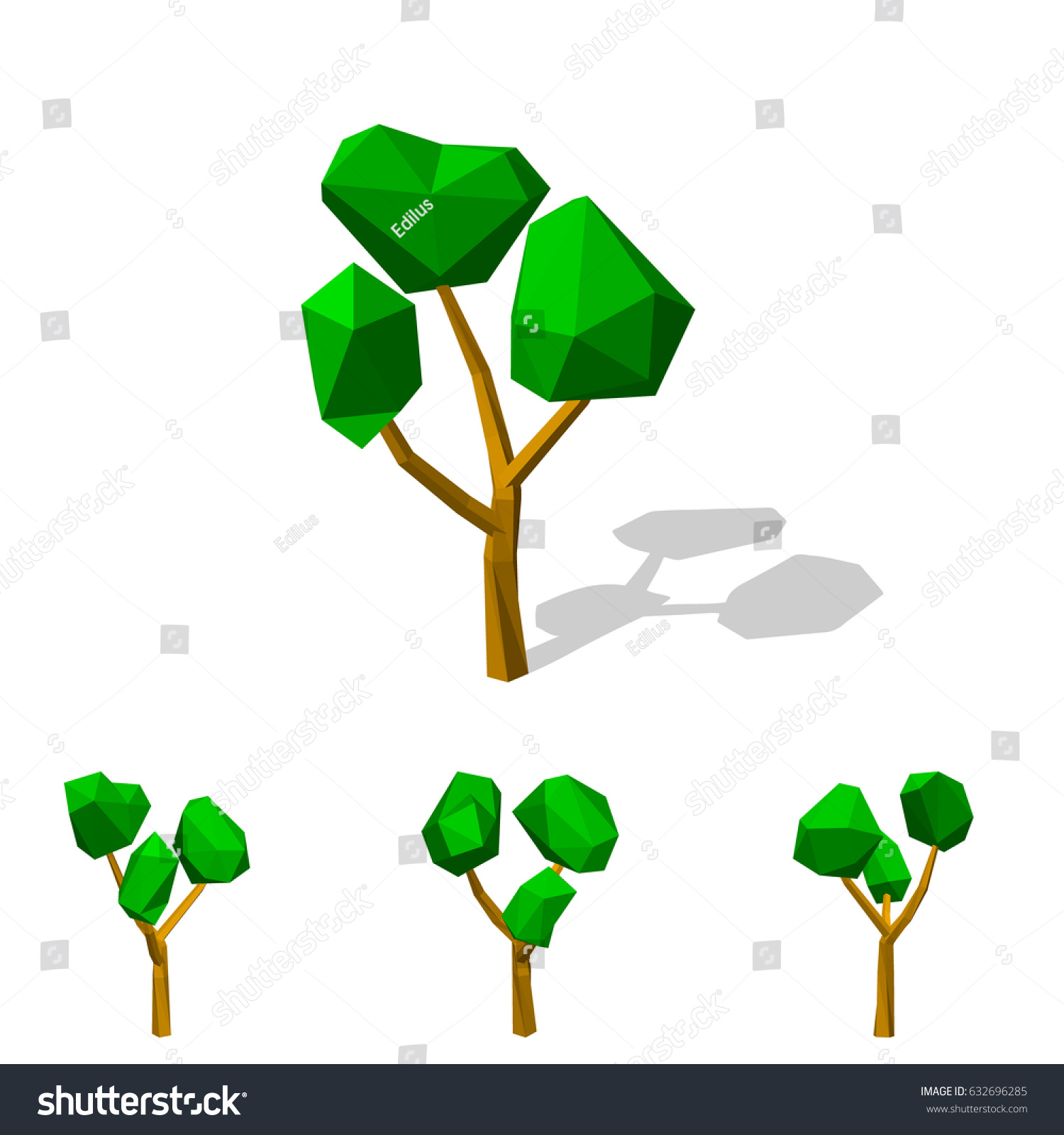 Polygonal Tree Isolated On White Background3d Stock Vector (Royalty ...