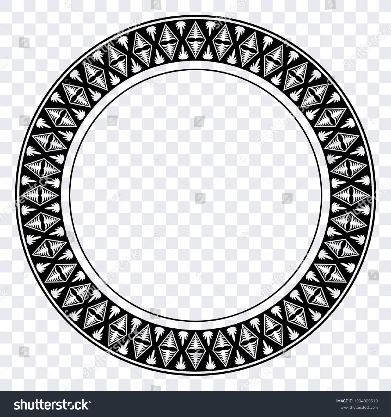 Polynesian Circle Frame Tapa Pattern Design: เวกเตอร์สต็อก (ปลอดค่า ...