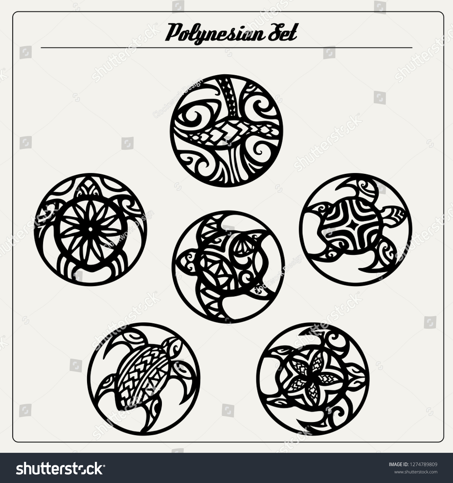 Polynesian Design Black White Stock Vector (Royalty Free) 1274789809