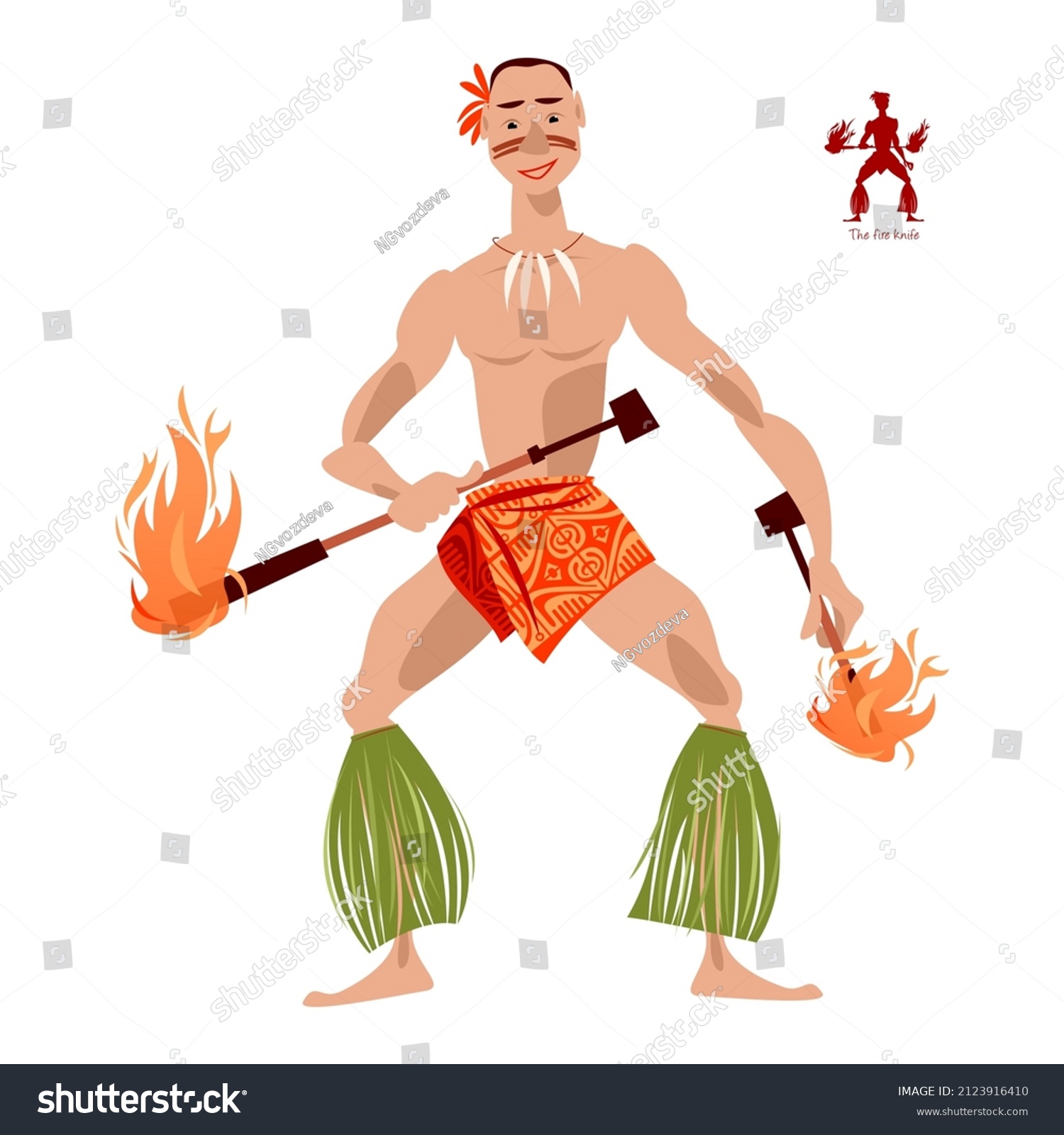 Polynesian Fire Dancer Vector Illustration Stock Vector (Royalty Free ...