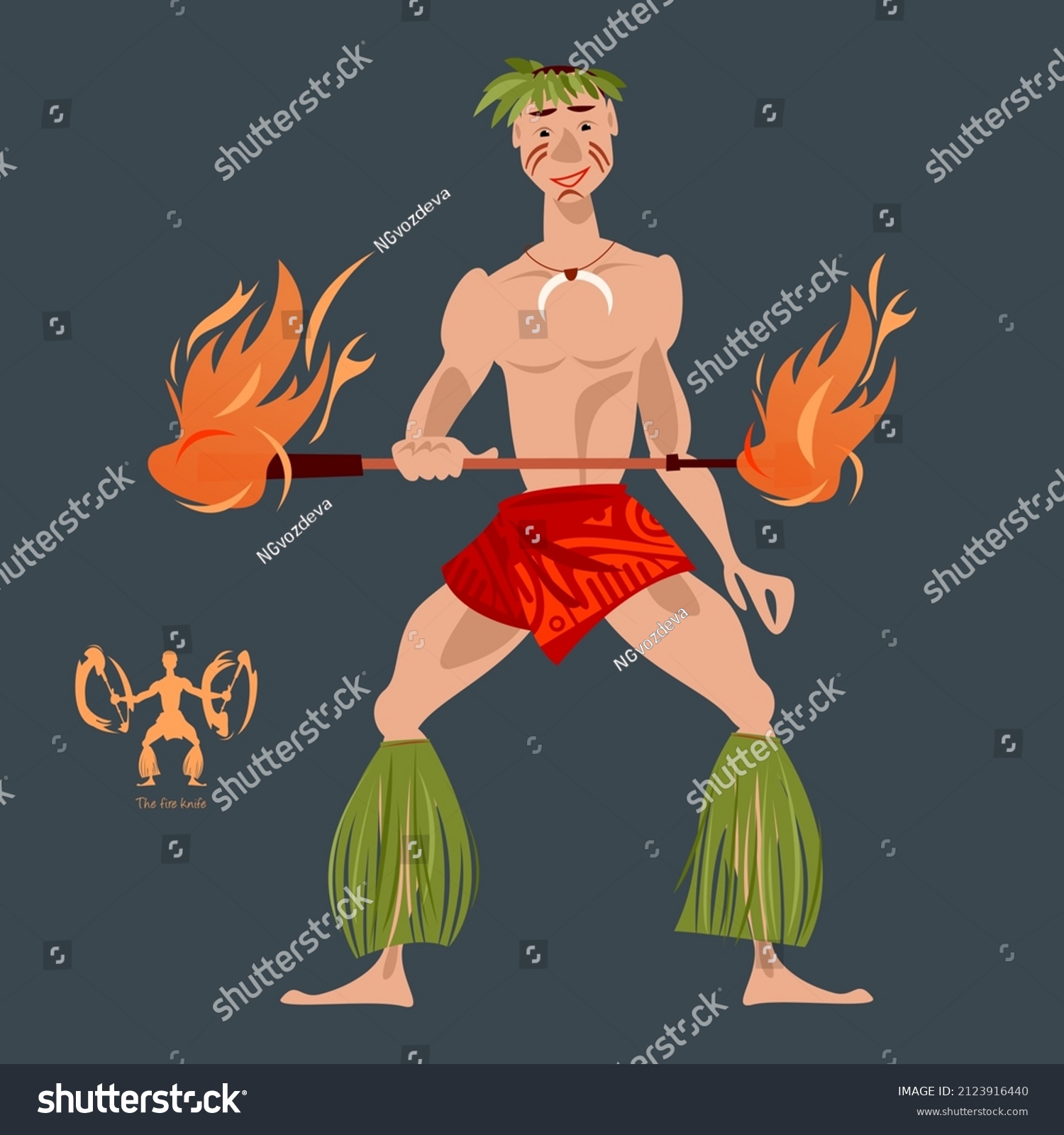 Polynesian Fire Dancer Vector Illustration Stock Vector (Royalty Free ...