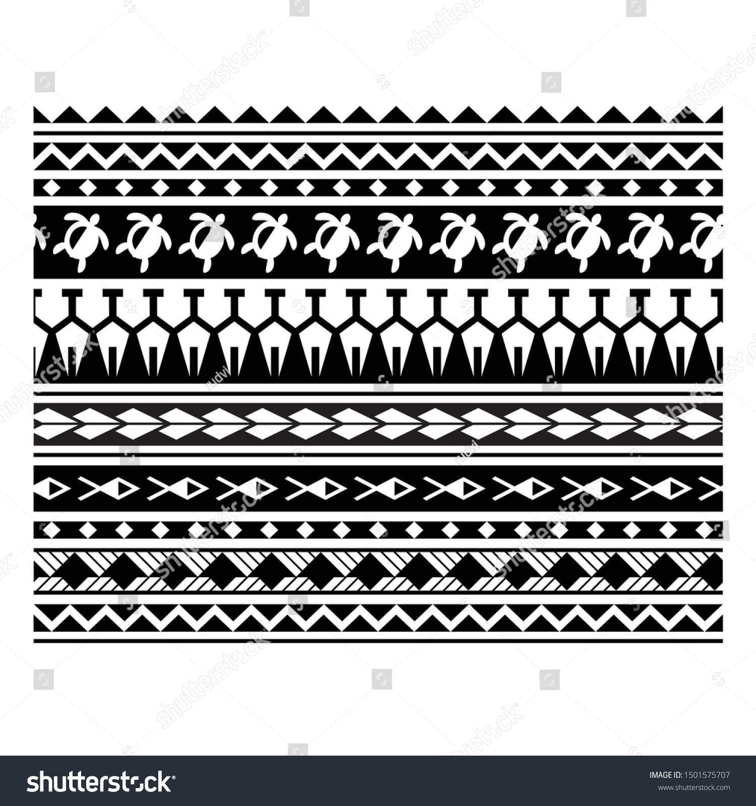 Polynesian Tattoo Pattern Vector Illustration Border Stock Vector ...