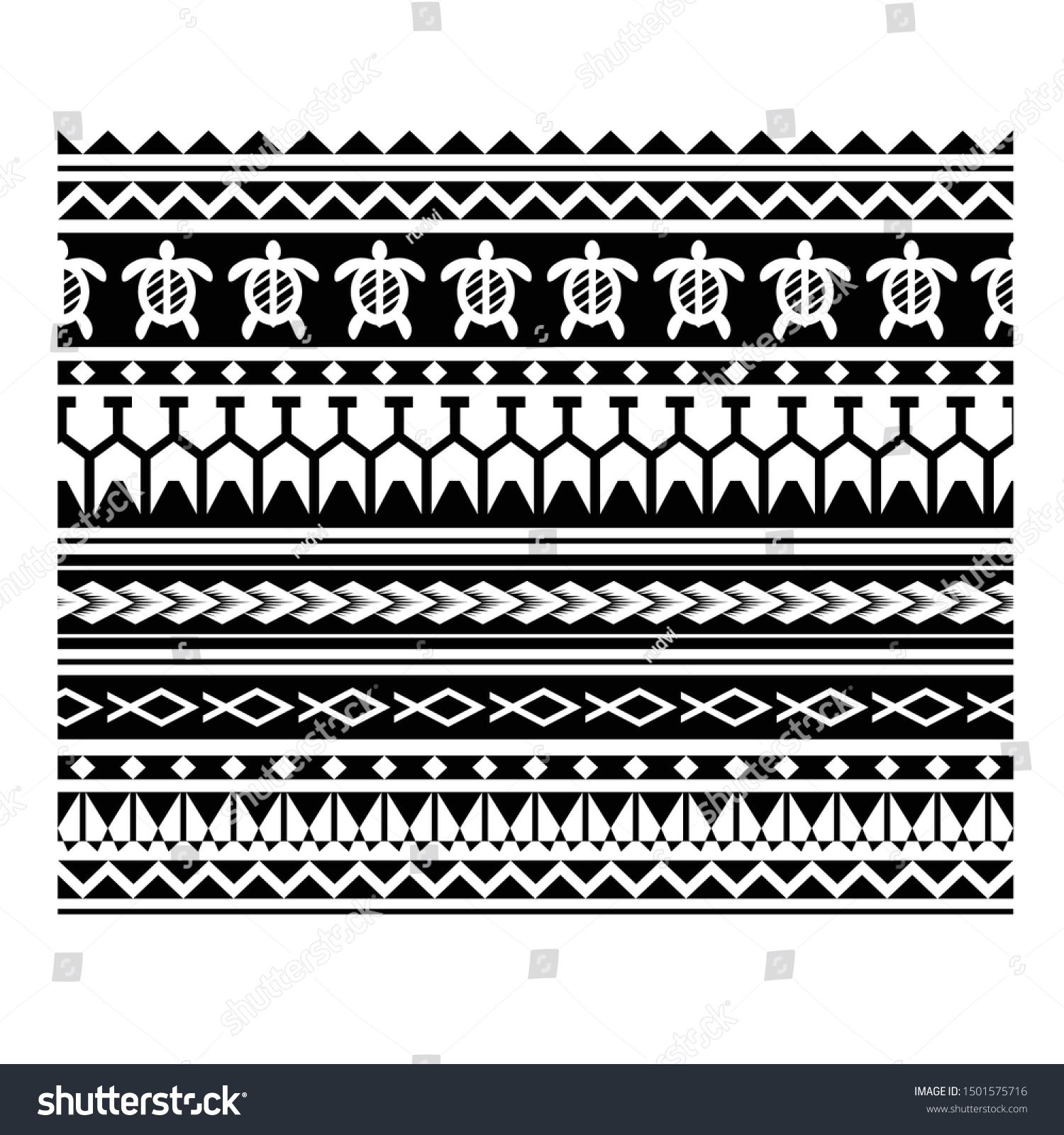 Polynesian Tattoo Pattern Vector Illustration Border: vector de stock ...