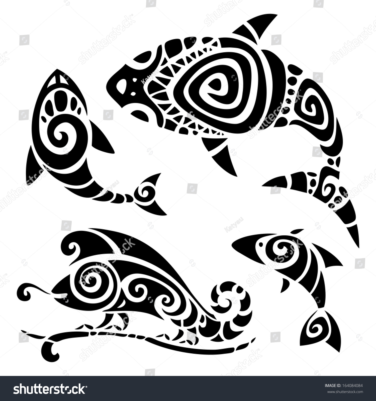 Polynesian Tattoo Tribal Pattern Set Vector Stock Vector (Royalty Free ...