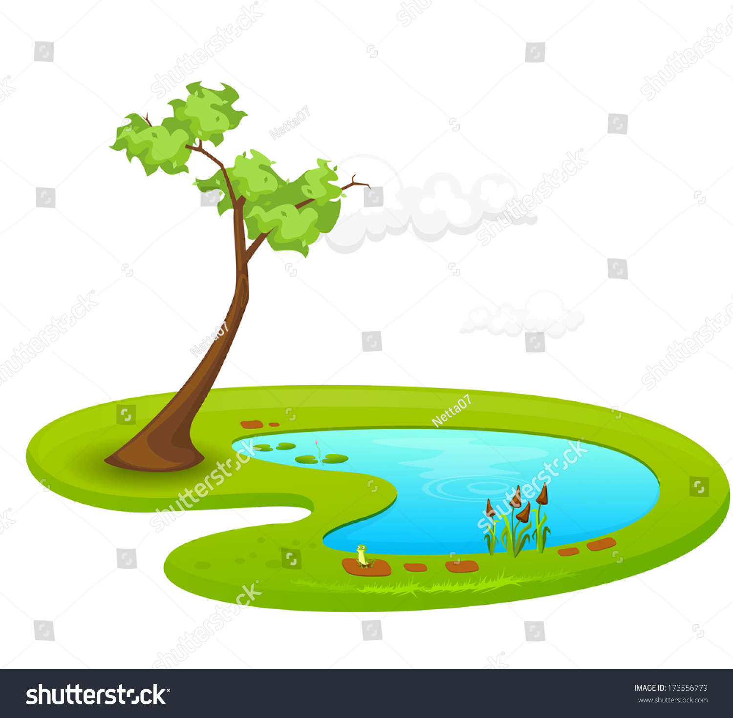 Pond Illustration Stock Vector (Royalty Free) 173556779 | Shutterstock