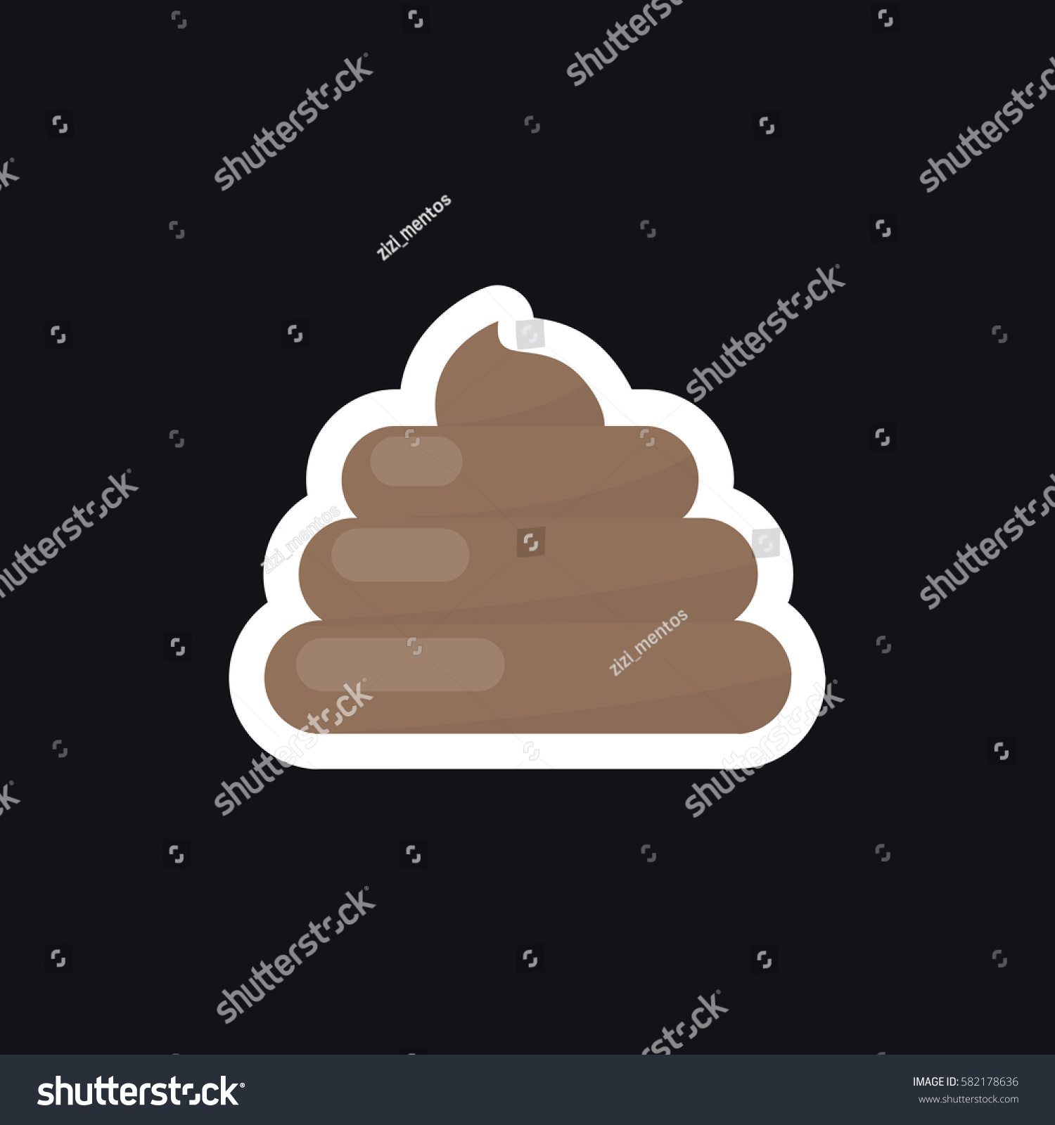 Poo Icon Sticker Vector Illustration Stock Vector (Royalty Free) 582178636