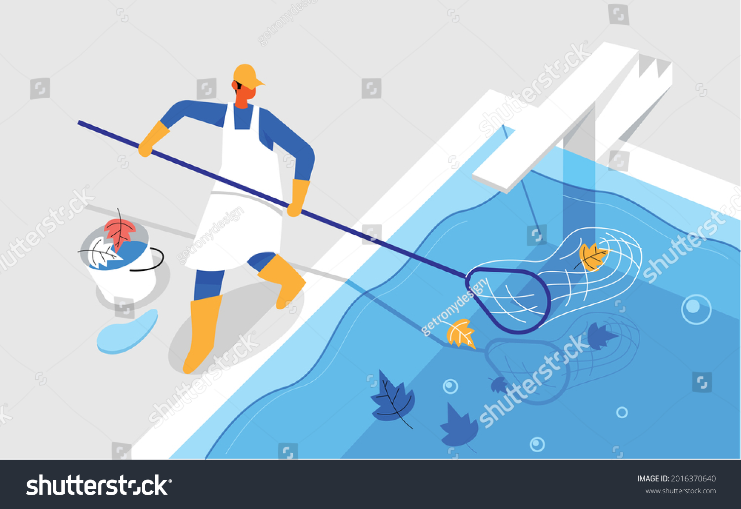 Pool Cleaner Cleaning Pool Dust Illustration Stock Vector (Royalty Free ...