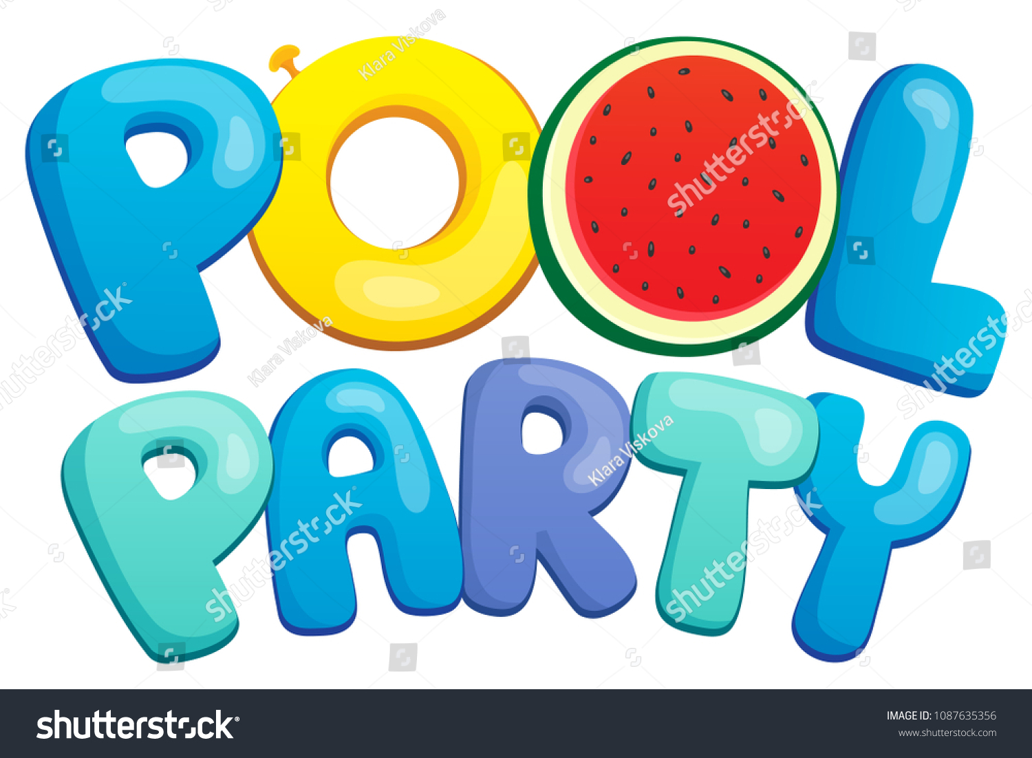 Pool Party Sign Theme 1 Eps10 Stock Vector (Royalty Free) 1087635356