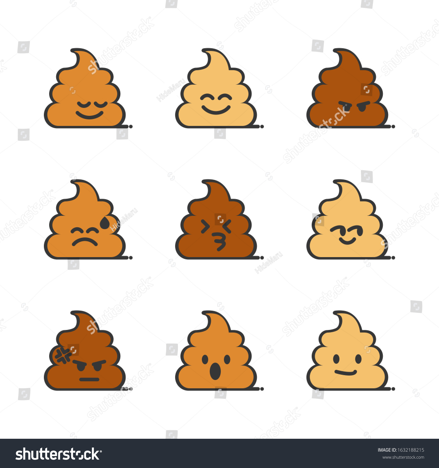 Poop Sticker Vector Expression Icon Stock Vector (Royalty Free) 1632188215