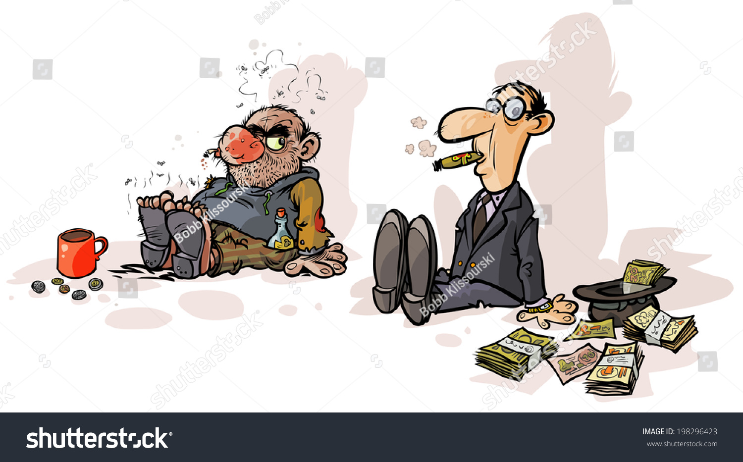 Poor Beggar Rich Beggar Cartoon Characters Stock Vector (Royalty Free ...
