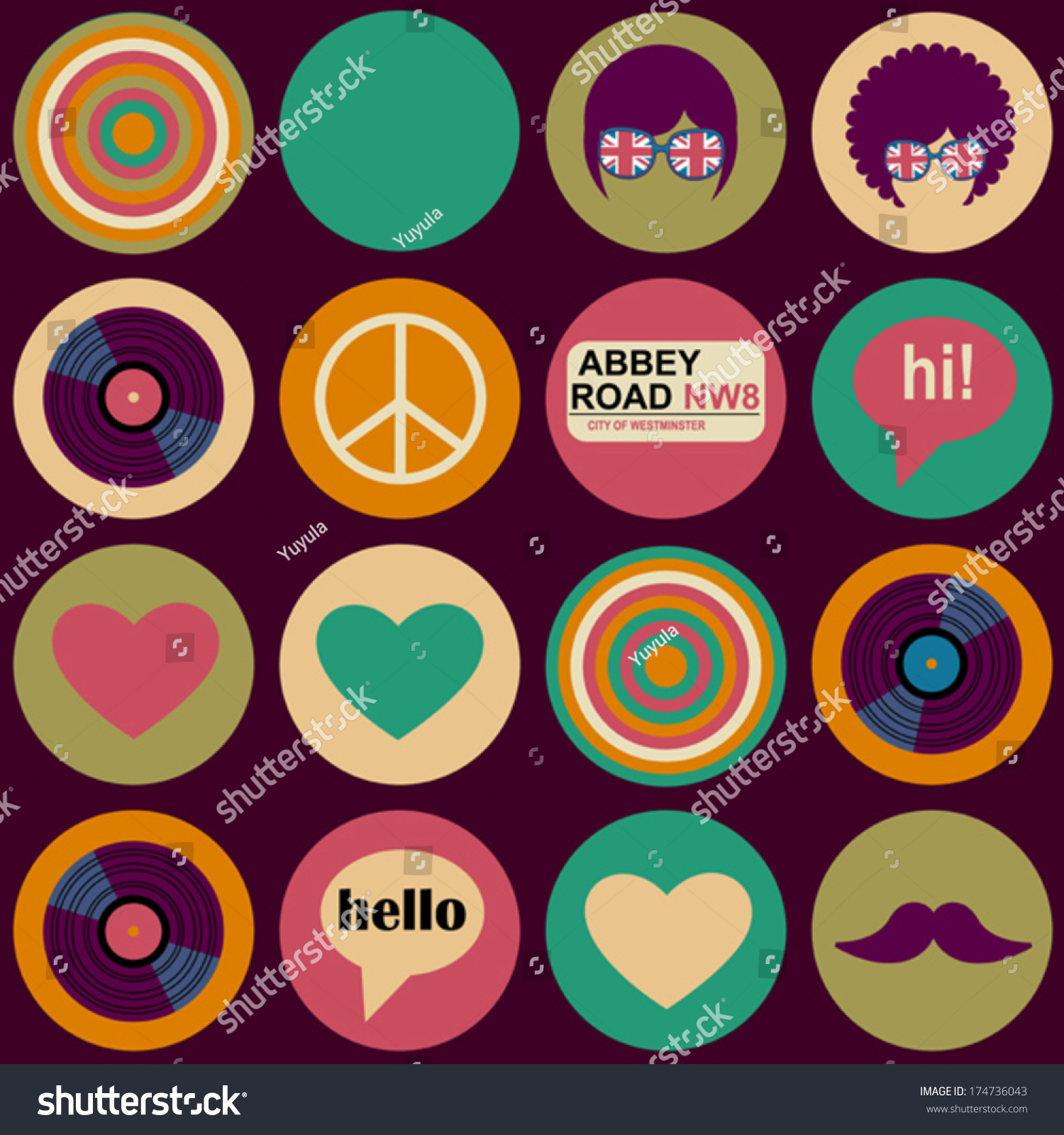 Pop Art British Musical Pattern Stock Vector (Royalty Free) 174736043