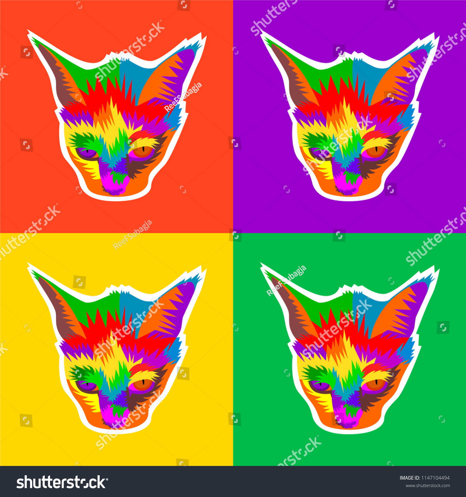 Pop Art Cat Vector Stock Vector (Royalty Free) 1147104494