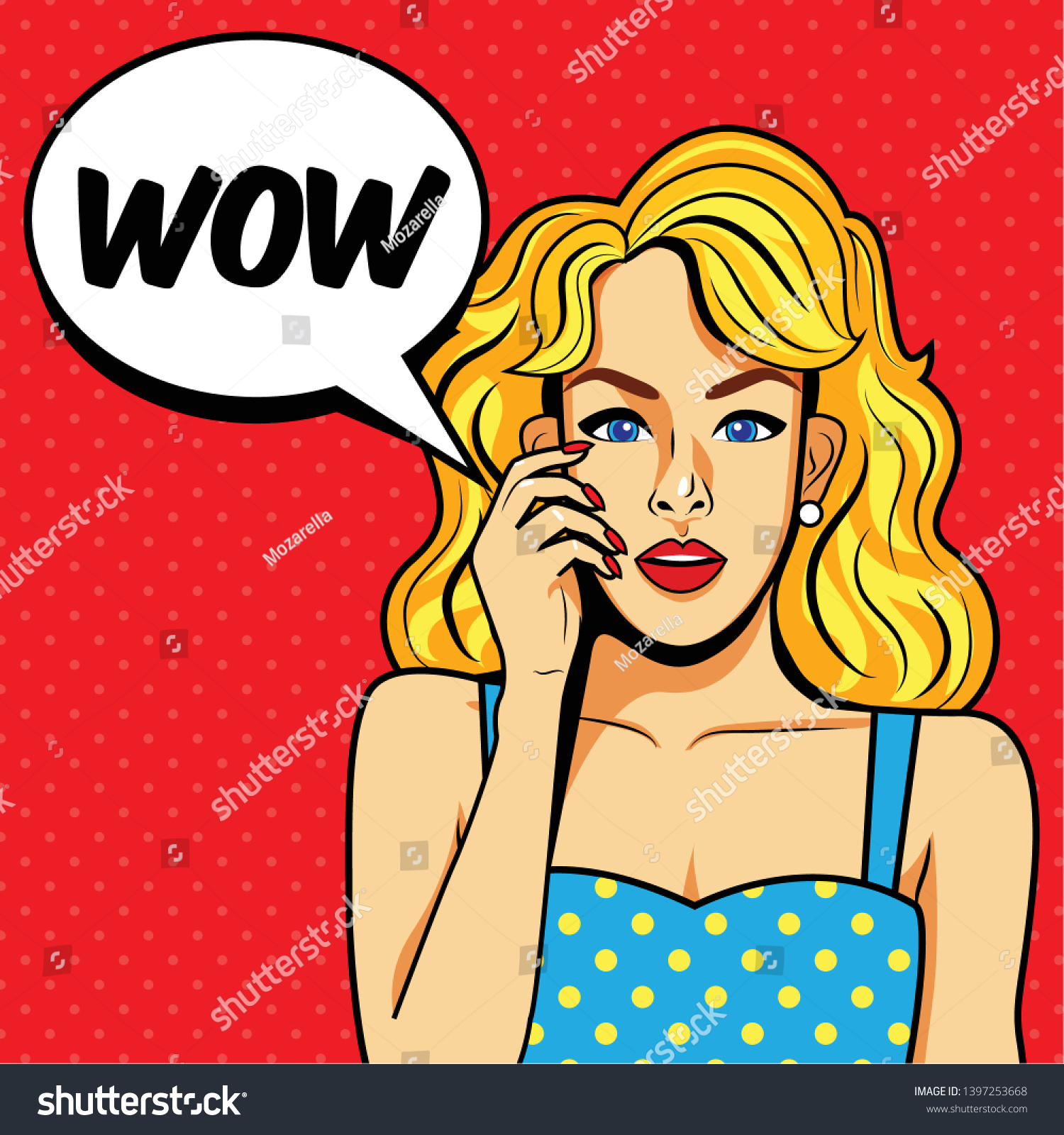 Pop Art Face Cartoon Vector Stock Vector (Royalty Free) 1397253668