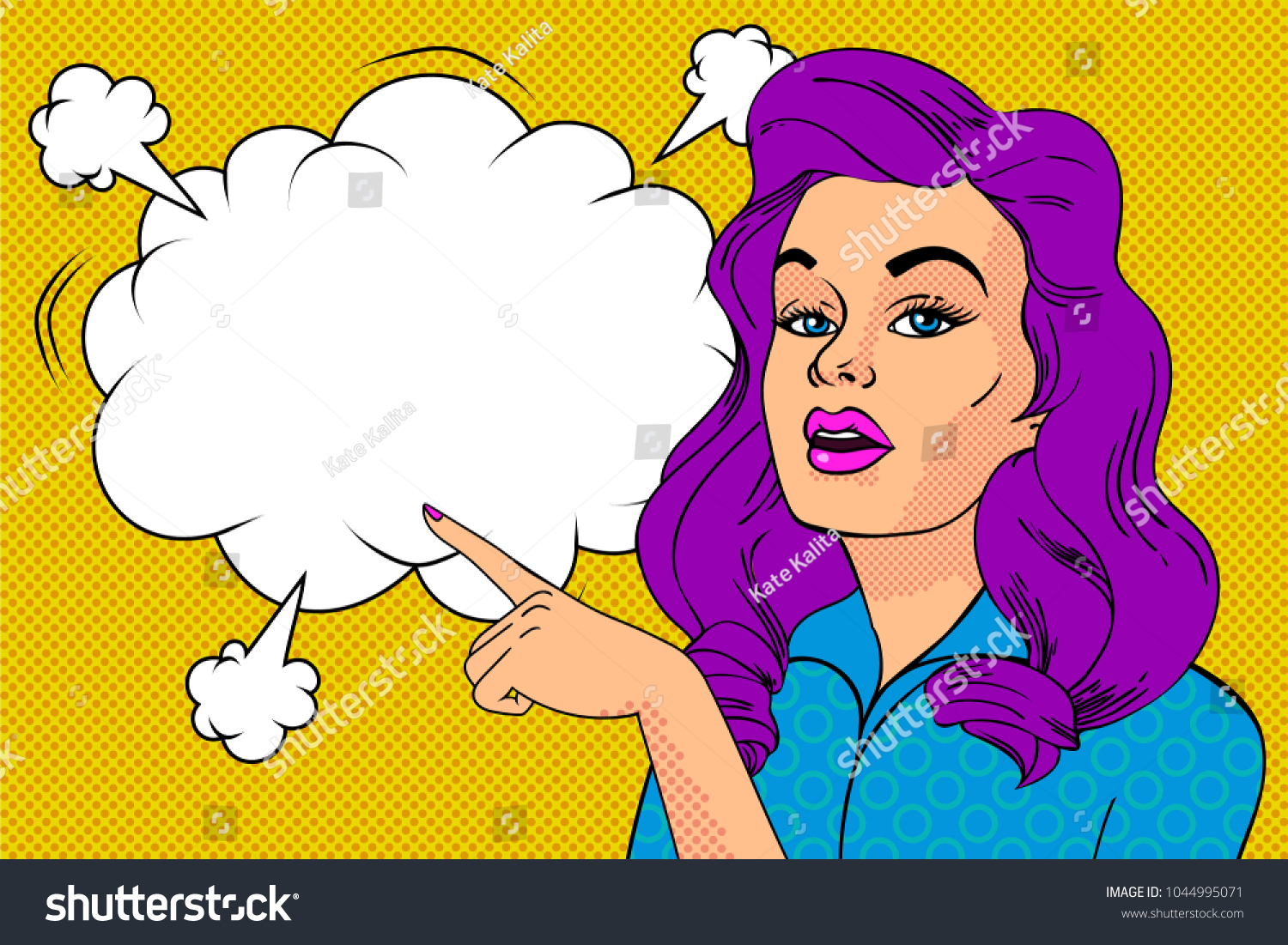 Pop Art Face Sexy Woman Empty Stock Vector Royalty Free 1044995071