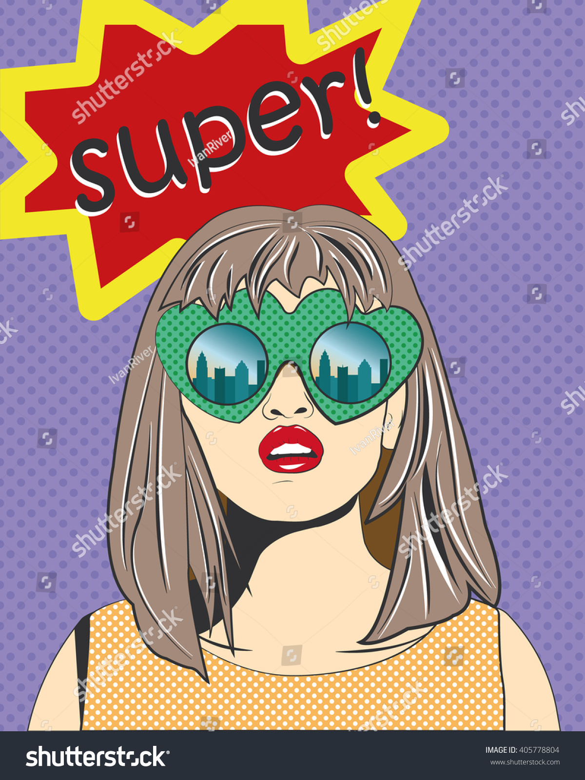 Pop Art Girl Glasses Text Super Stock Vektorgrafik Lizenzfrei 405778804 Shutterstock