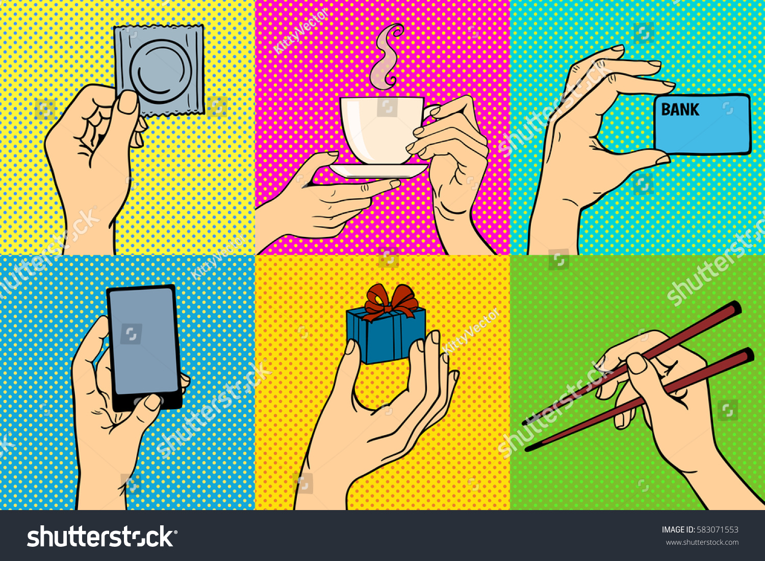 Pop Art Hands Vector Illustration Stock Vector (Royalty Free) 583071553
