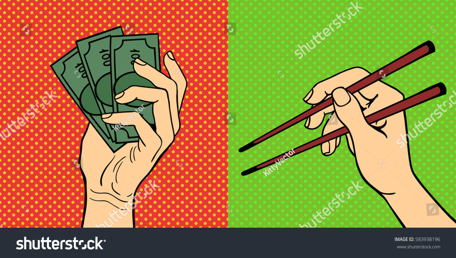 Pop Art Hands Vector Illustration Stock Vector (Royalty Free) 583938196