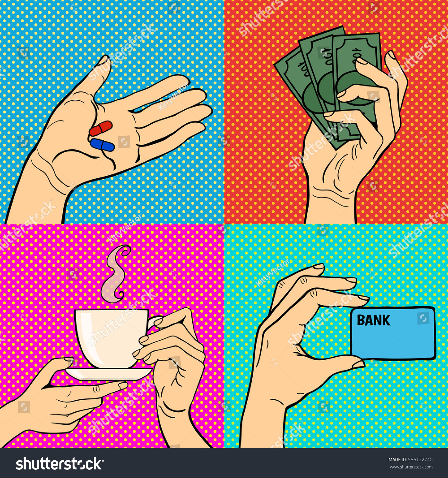 Pop Art Hands Vector Illustration Stock Vector (Royalty Free) 586122740
