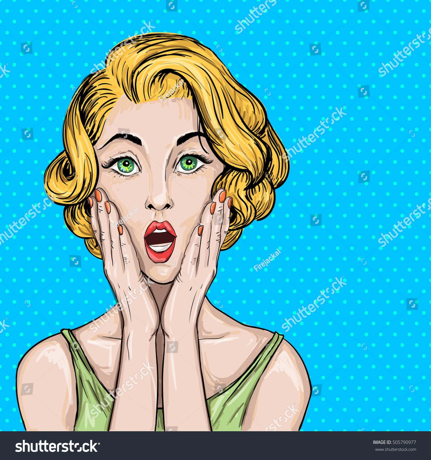 Pop Art Illustration Surprised Pretty Girl Stock Vector Royalty Free 505790977 Shutterstock
