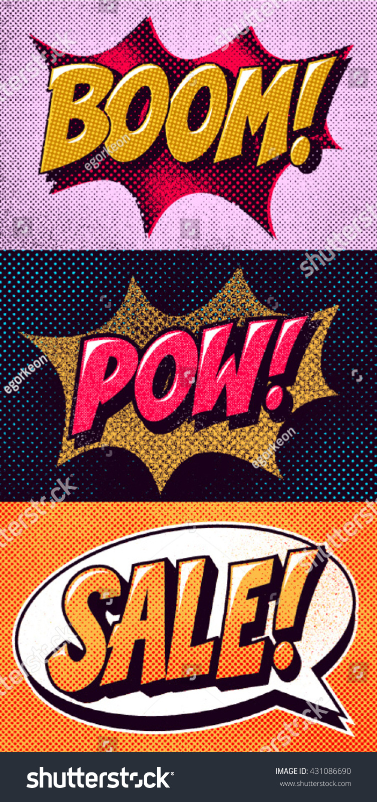 Pop Art Logos Comics Style Vector: vector de stock (libre de regalías ...
