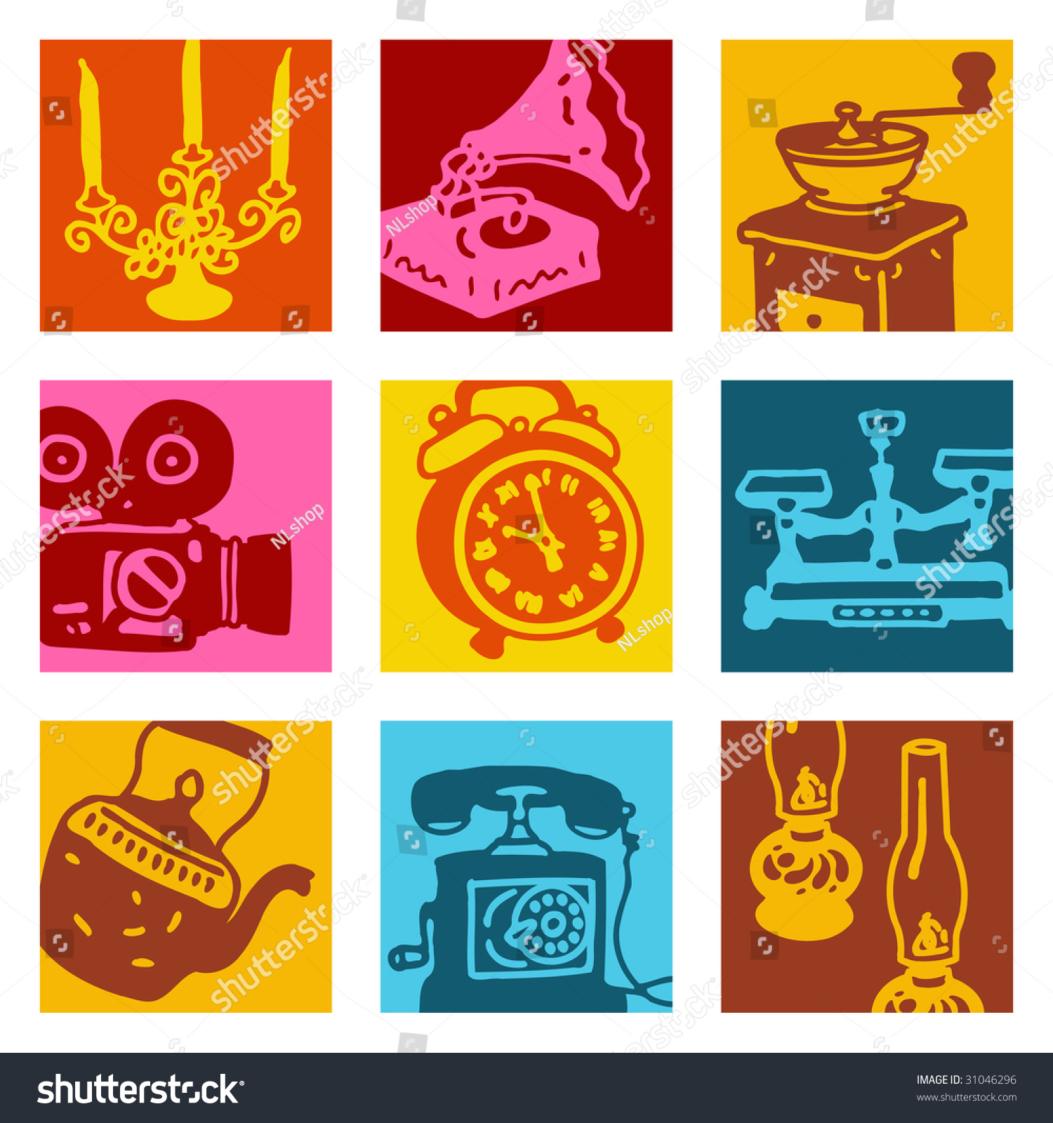Popart Objects Retro Collection Stock Vector (Royalty Free) 31046296