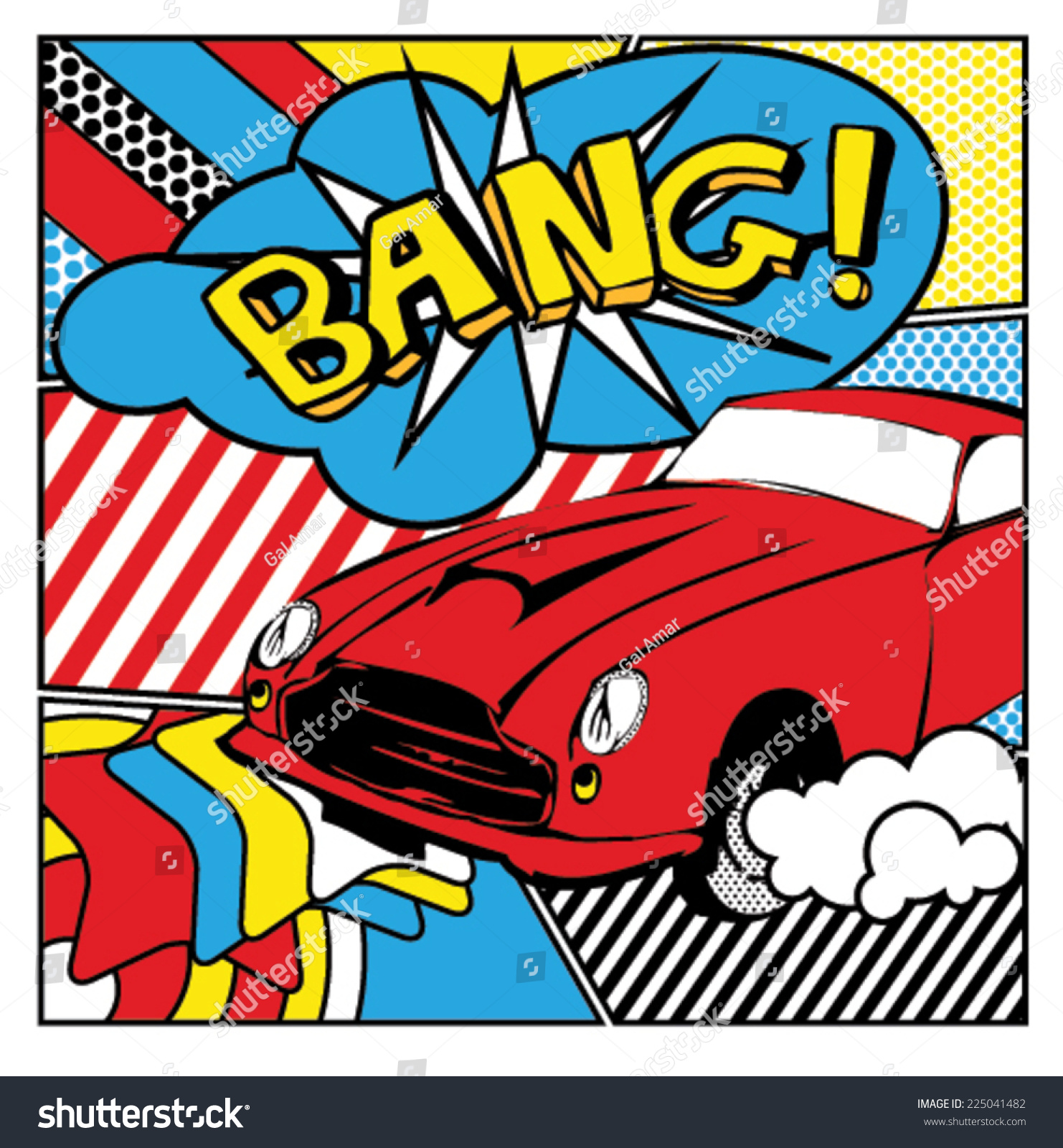 Pop Art Red Car Stock Vector (Royalty Free) 225041482 | Shutterstock