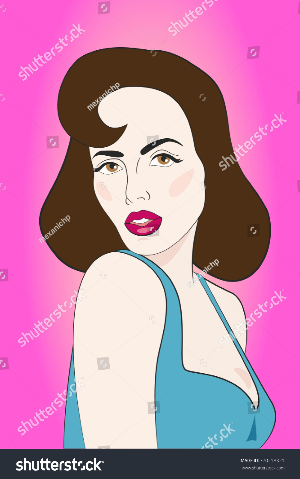 Pop Art Sexy Woman Looks Over 库存矢量图(免版税)770218321 Shutterstock