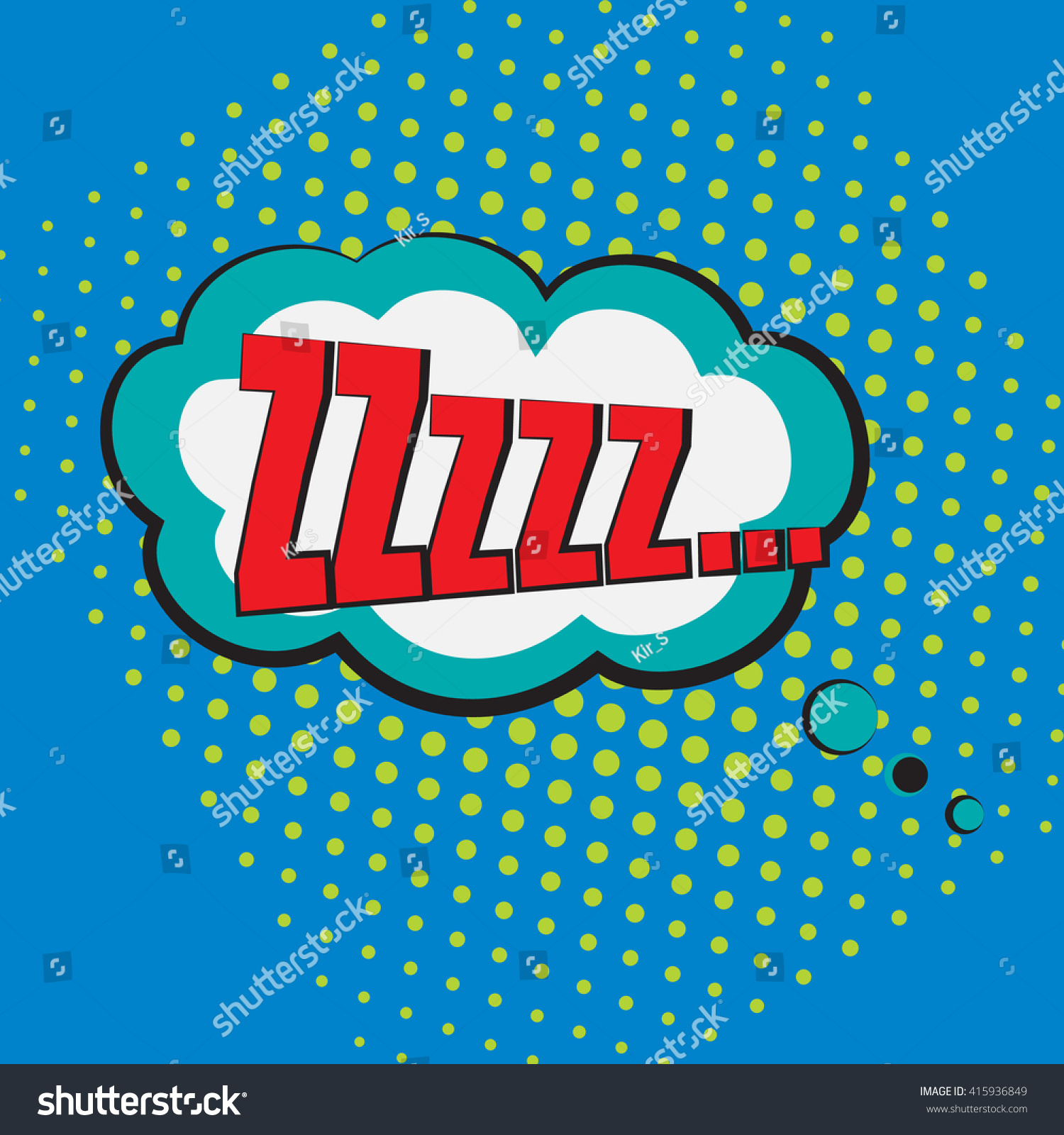 Pop Art Speech Bubble Text Zzz Stock Vector (Royalty Free) 415936849 ...