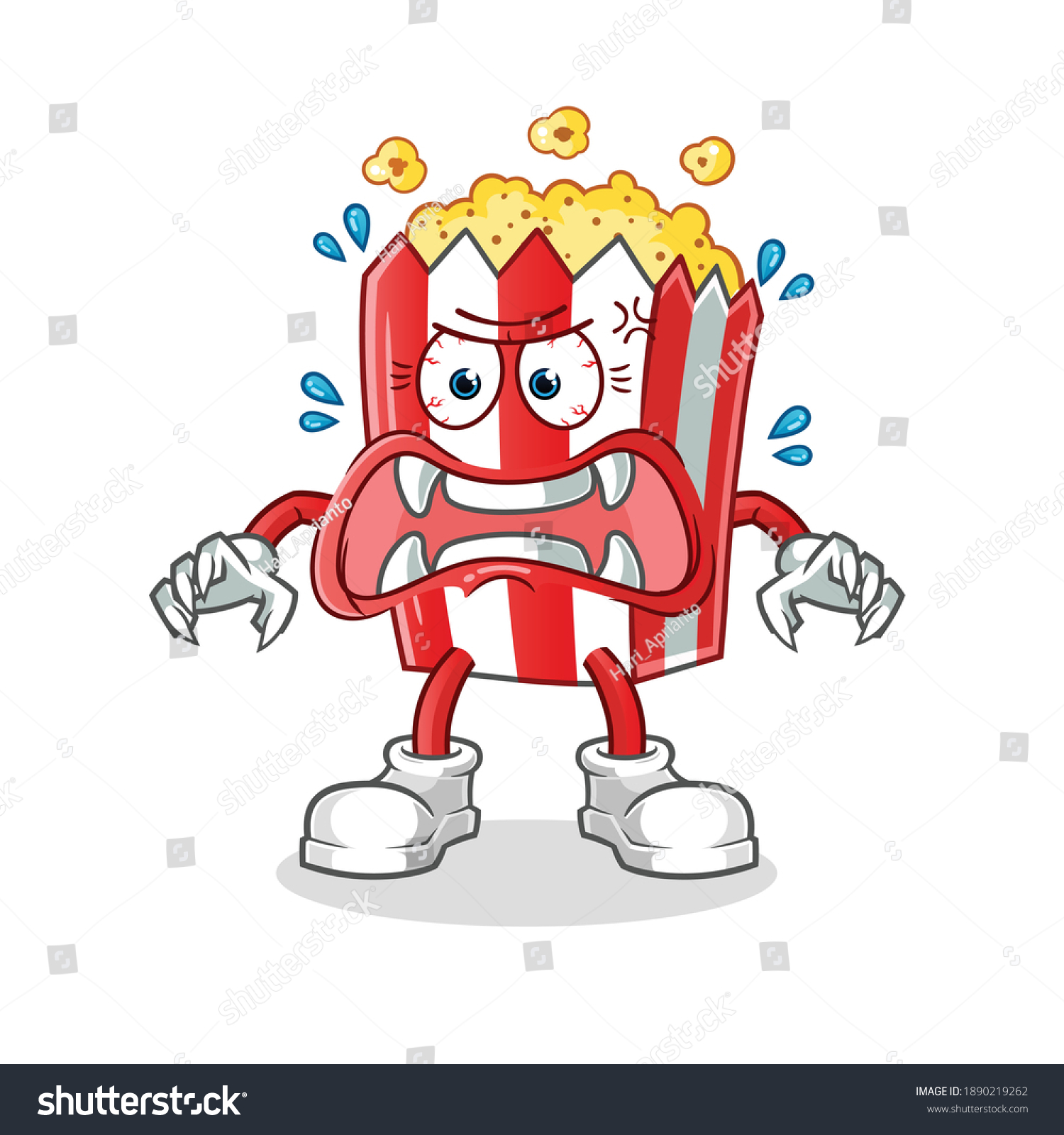 Pop Corn Monster Vector Cartoon Character Stock Vector (Royalty Free ...