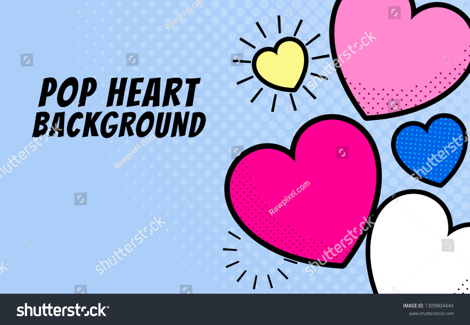Pop Heart Background Design Vector Stock Vector (Royalty Free) 1309804444
