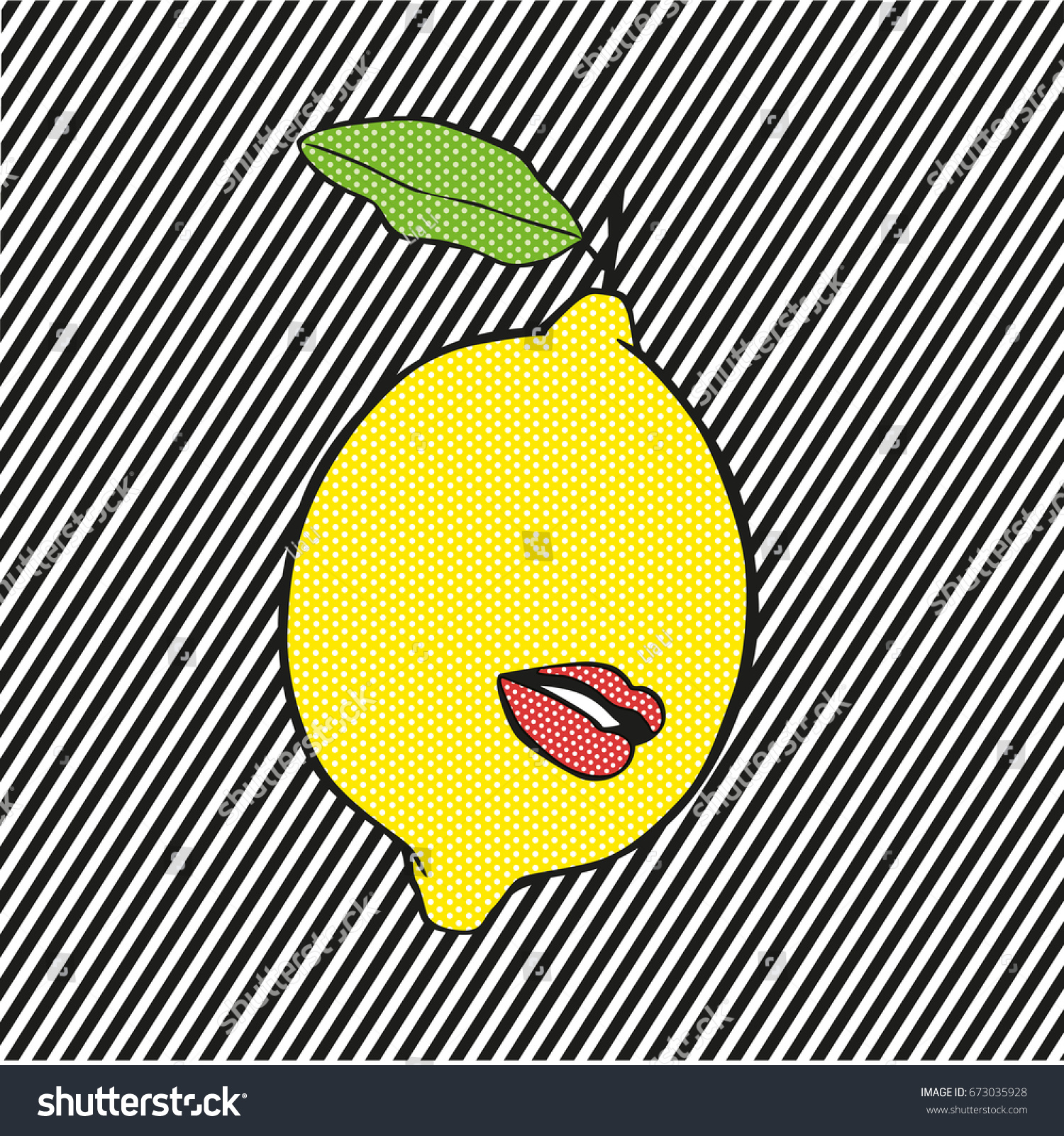 Pop Lemon Lips Lines Background Stock Vector (Royalty Free) 673035928 ...