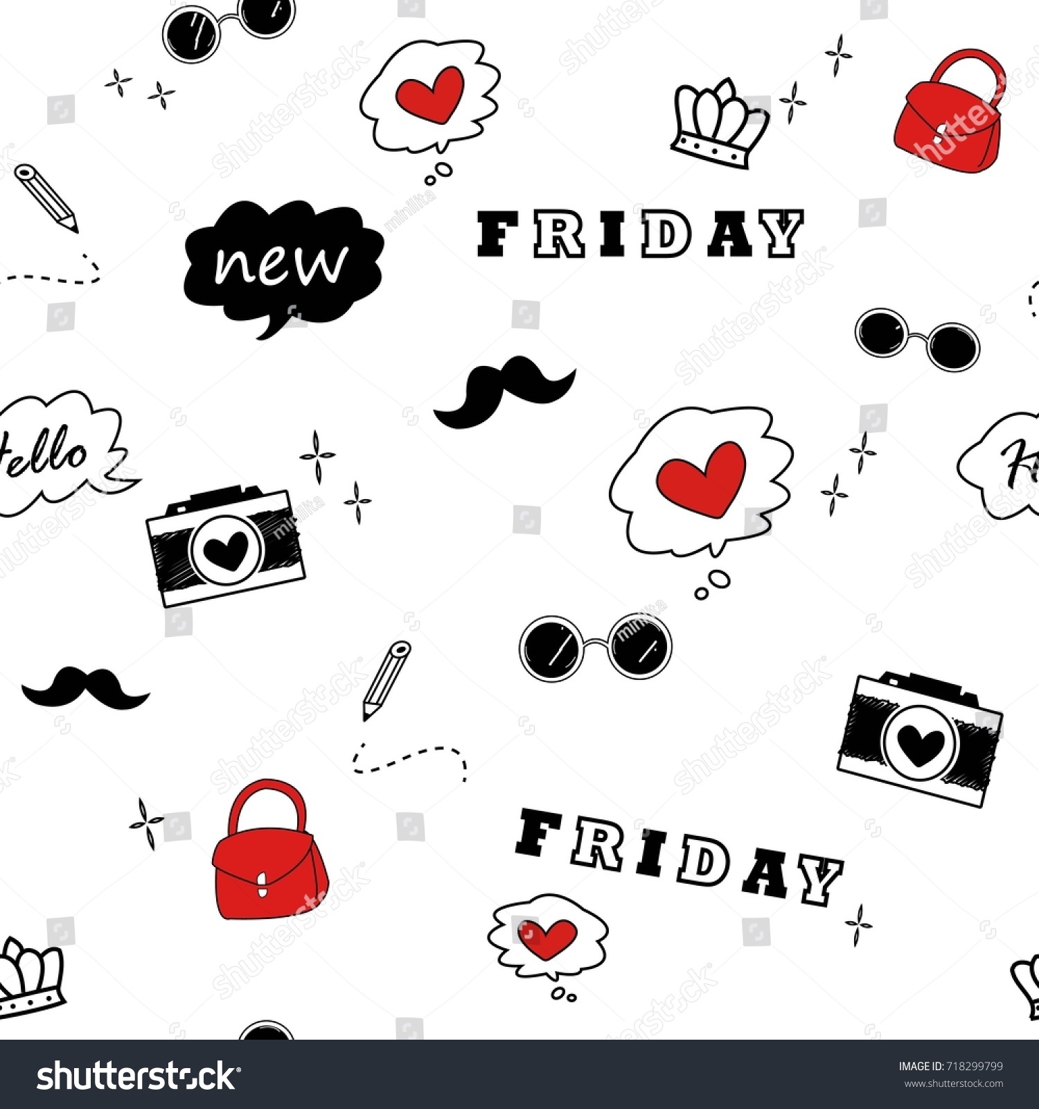 Pop Girly Seamless Pattern Stock Vector (Royalty Free) 718299799 ...