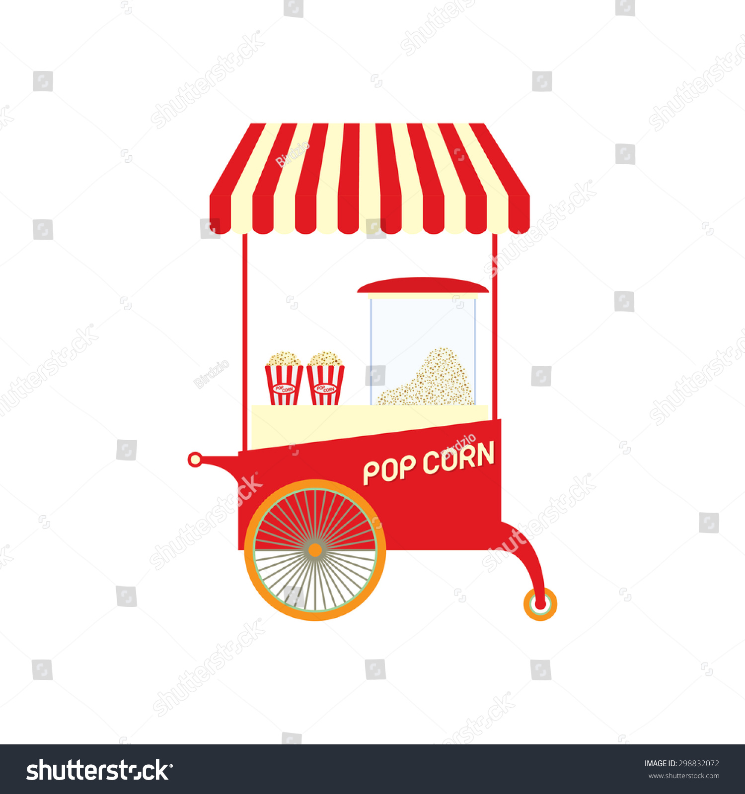 Popcorn Cart Vector Illustration Stock Vector 298832072 - Shutterstock