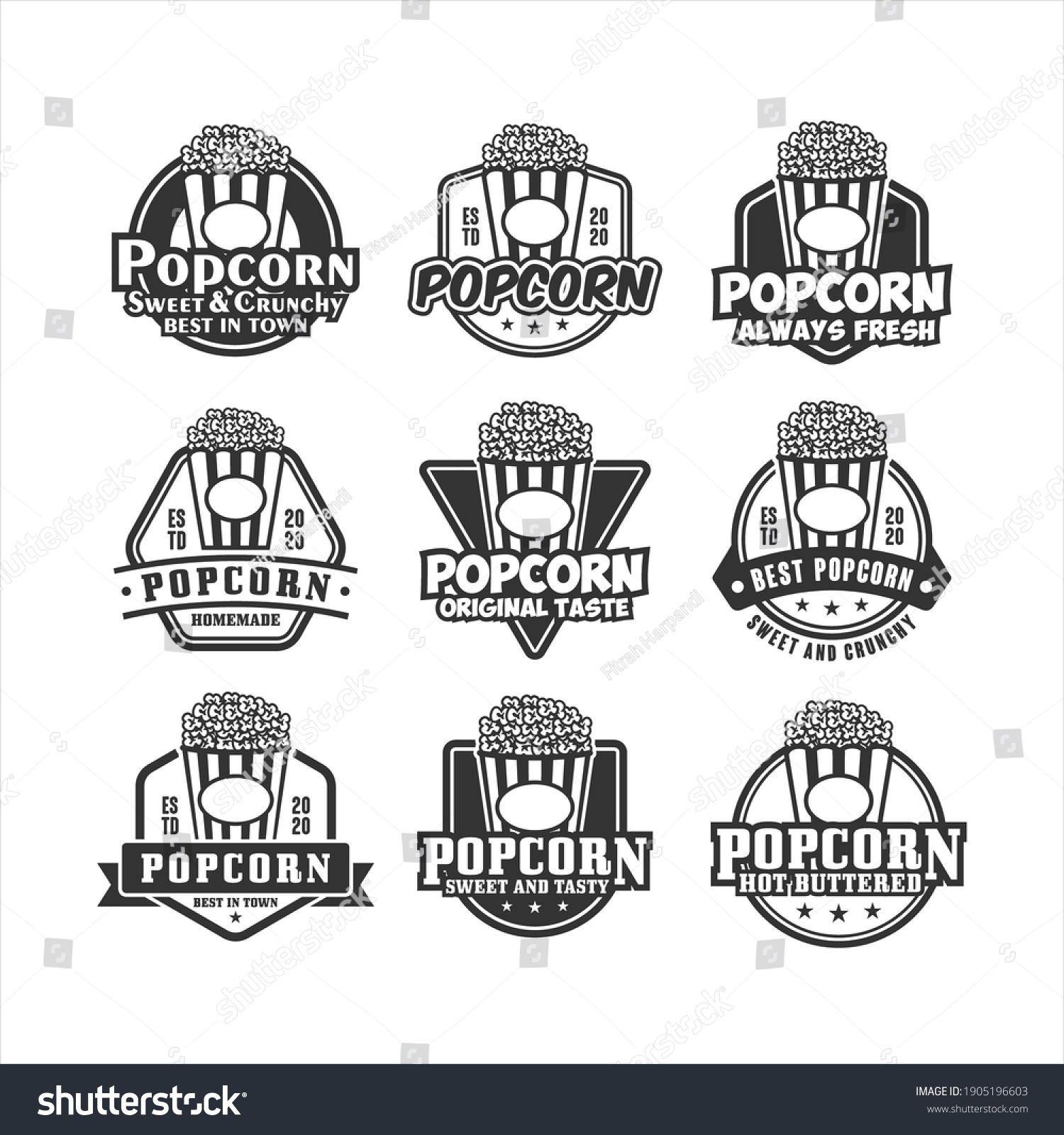 Popcorn Design Vector Logo Collection Stock Vector (Royalty Free ...
