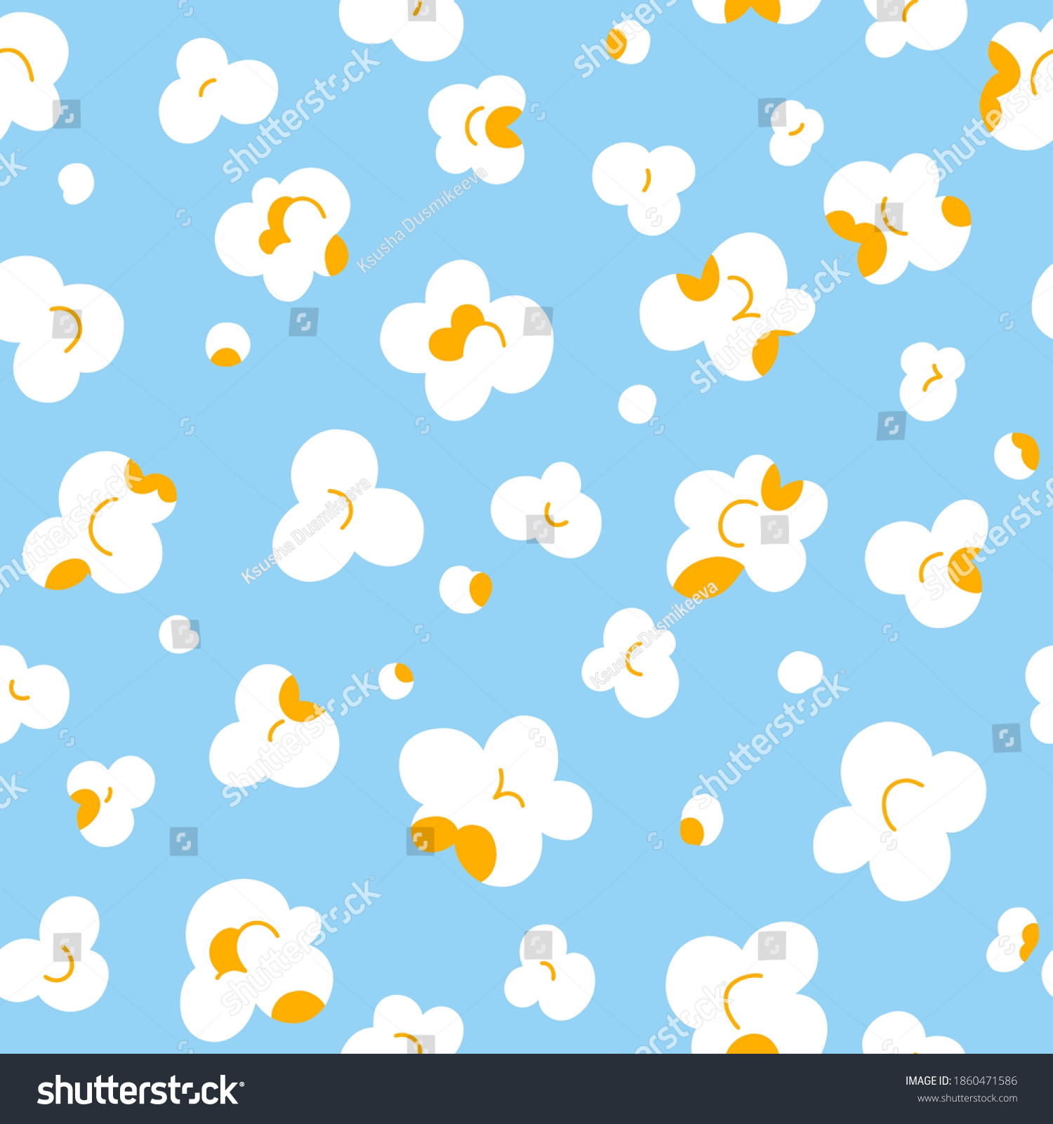 Popcorn Fluffy Flakes On Light Blue Stock Vector (Royalty Free ...