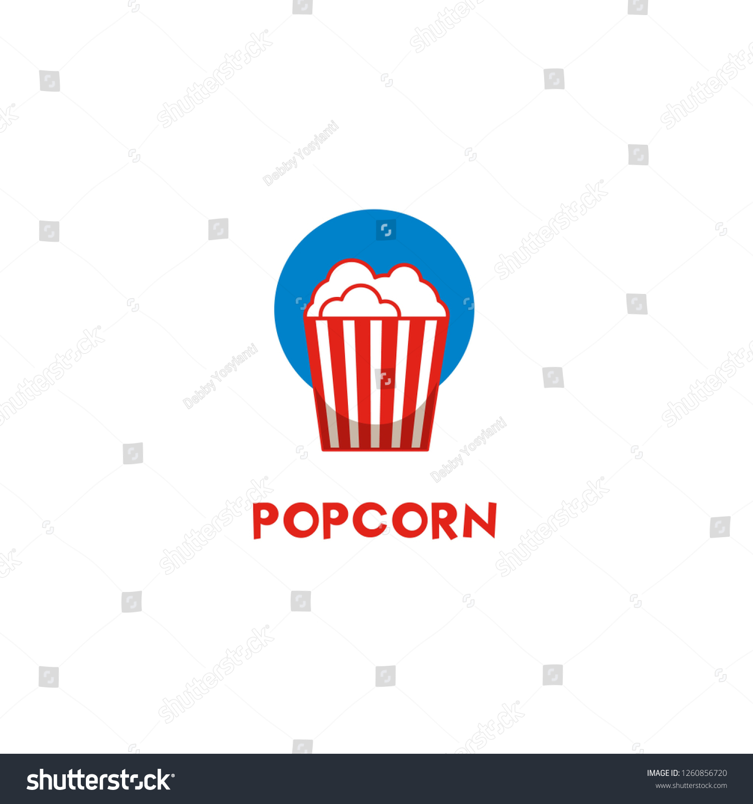 Popcorn Logo Design: เวกเตอร์สต็อก (ปลอดค่าลิขสิทธิ์) 1260856720 ...