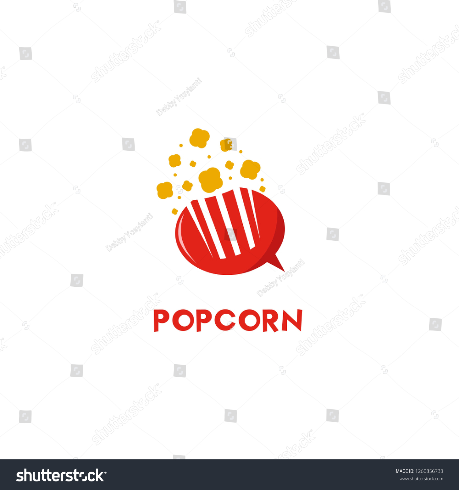 Popcorn Logo Design: เวกเตอร์สต็อก (ปลอดค่าลิขสิทธิ์) 1260856738 ...