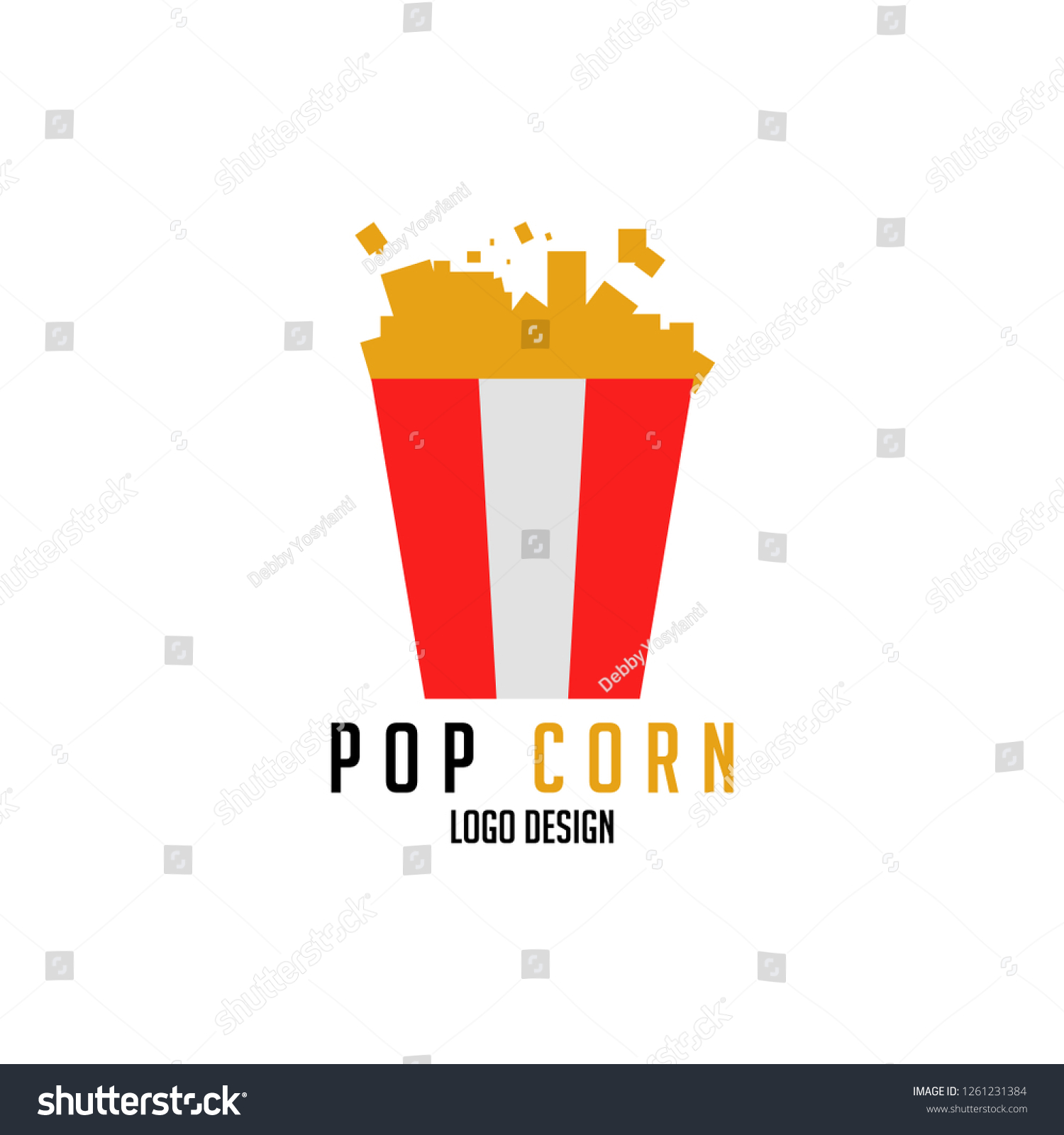 Popcorn Logo Design: vector de stock (libre de regalías) 1261231384 ...
